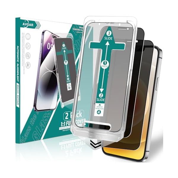 2 Pack Privacy Screen Protector for iPhone 12/12 Pro, [Auto-Alignment ...