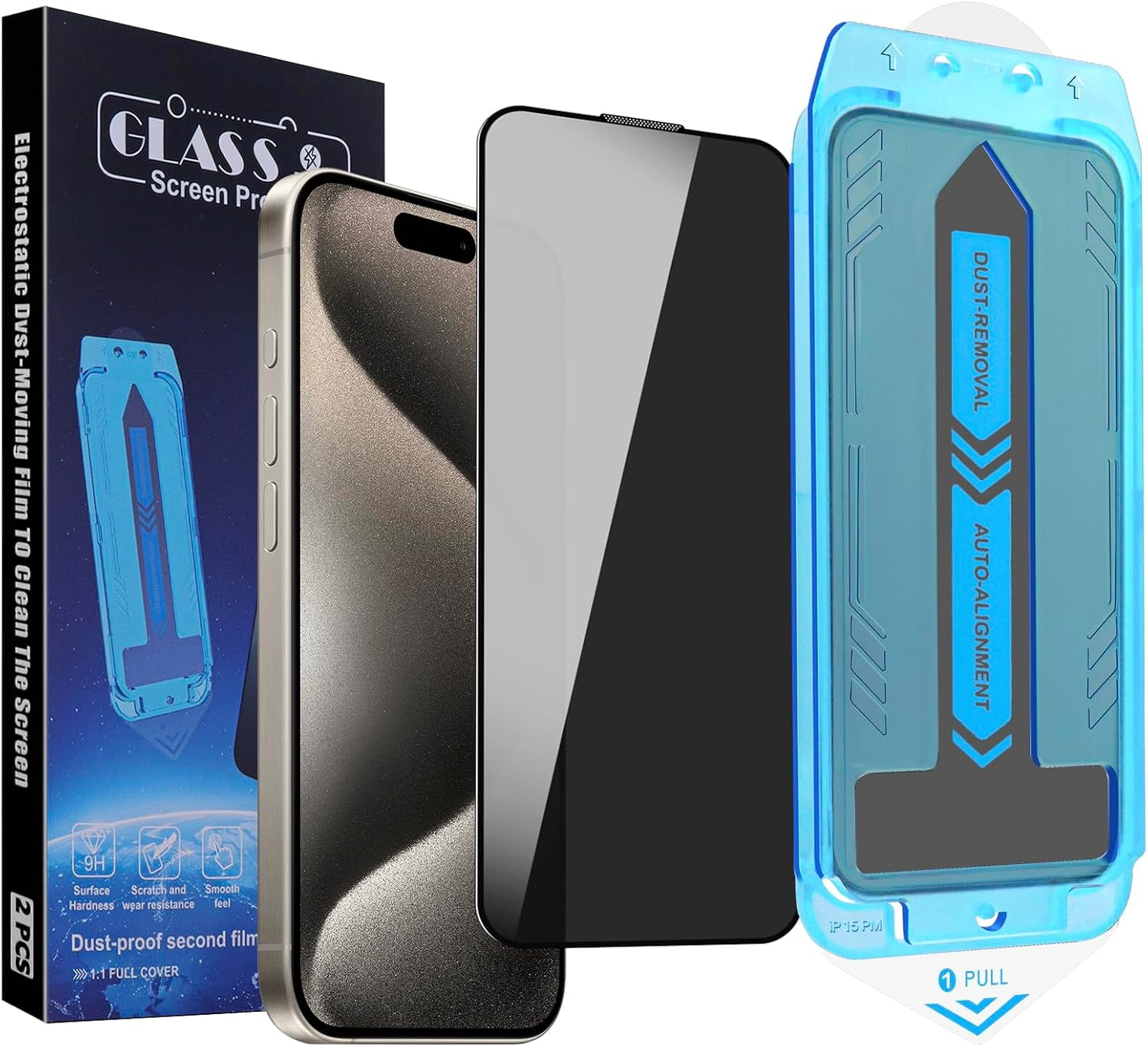 2-Pack Privacy Screen Protector for iPhone 15 Pro Max, 9H Tempered ...