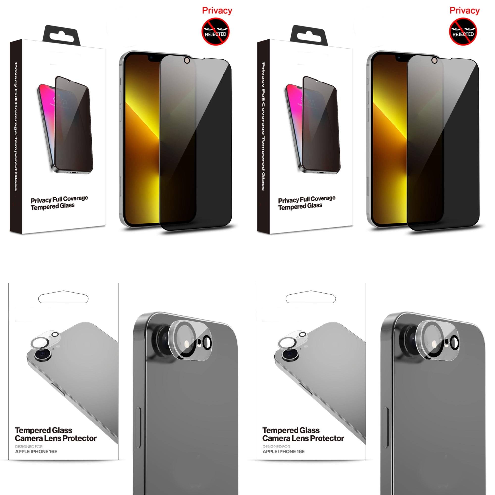 2-Pack Privacy Screen Protectors + 2-Pack Camera Lens Protectors for ...