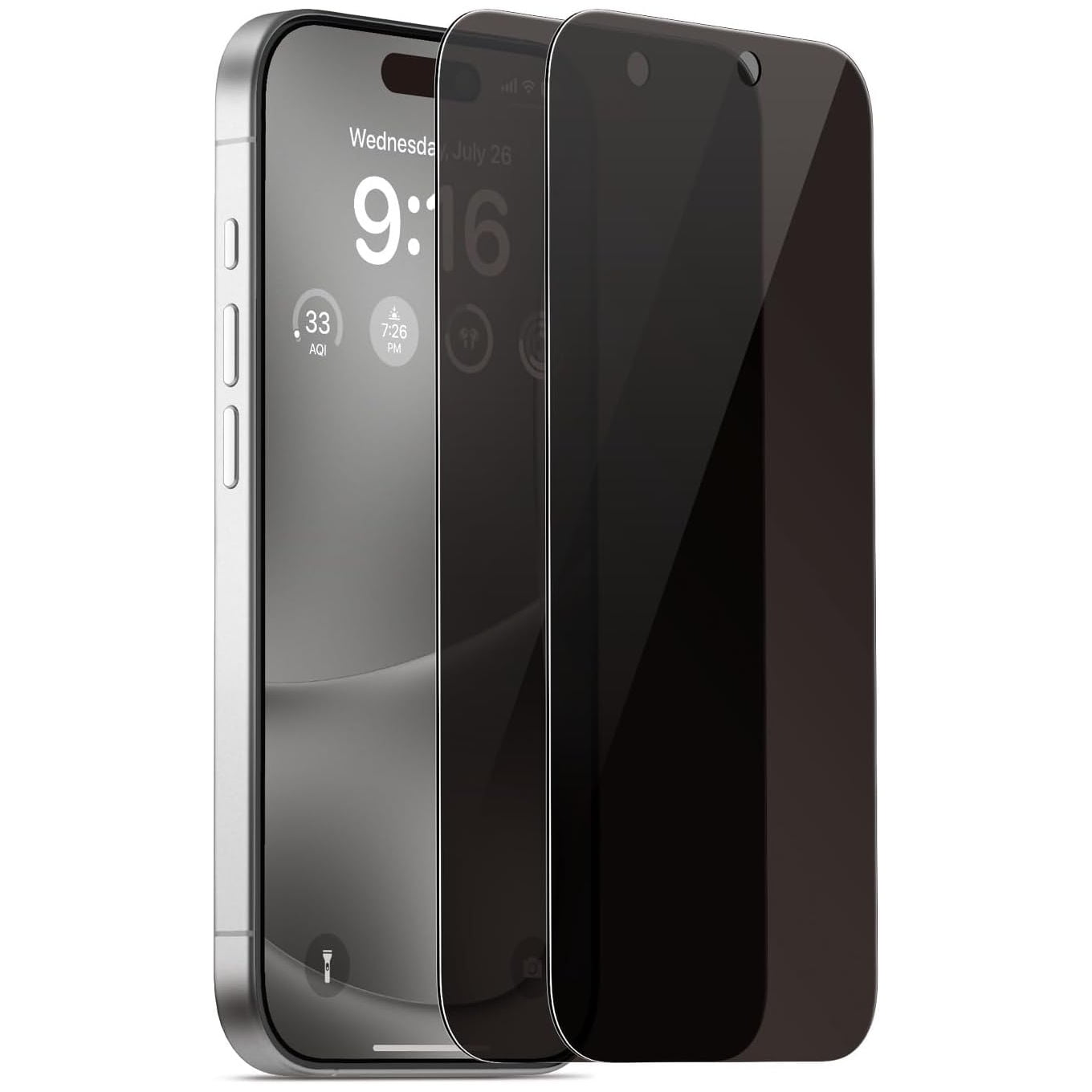 2-Pack Privacy Tempered Glass Screen Protector for iPhone 16 Pro Max ...