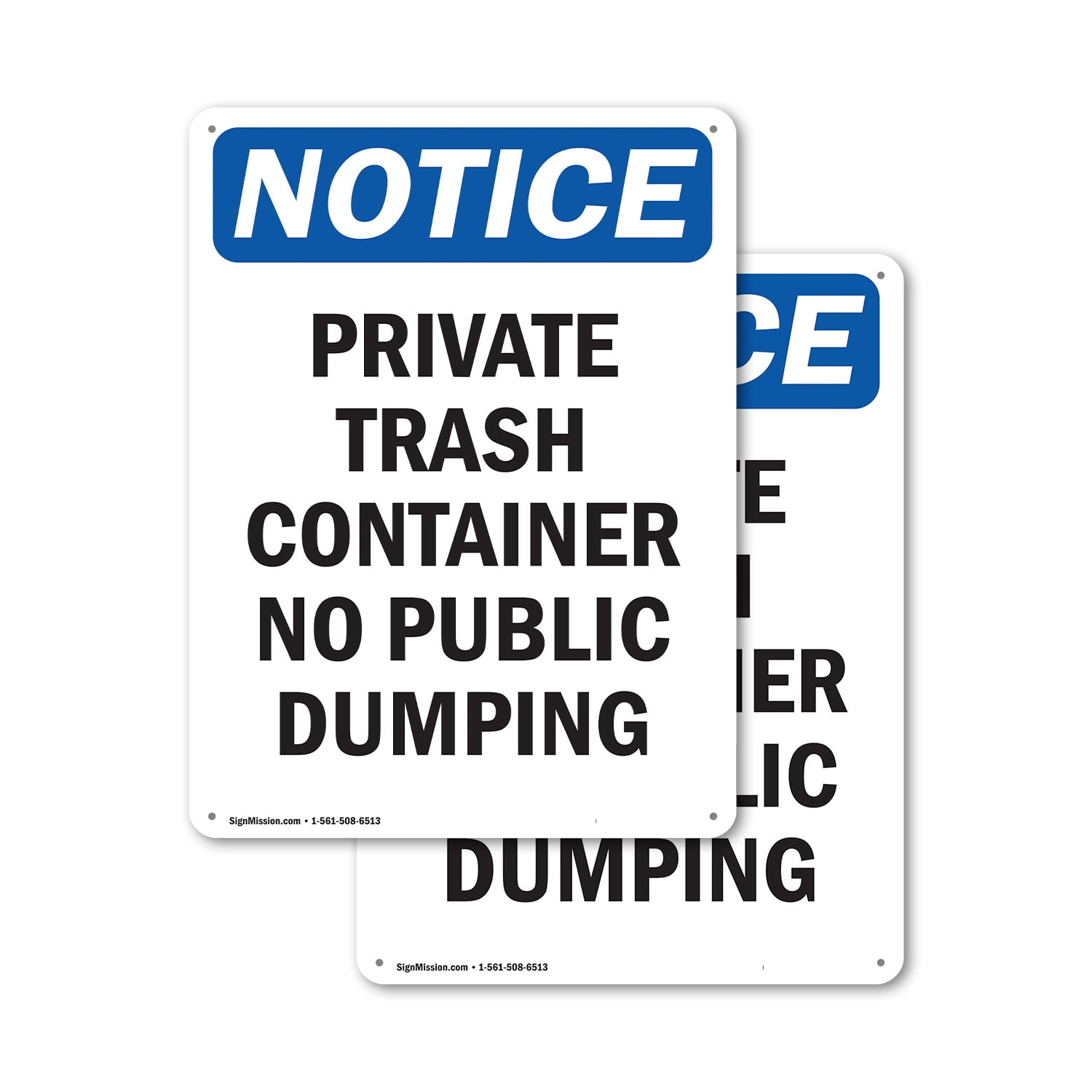 (2 Pack) Private Container No Public Dumping OSHA Notice Sign 10 Inch X ...