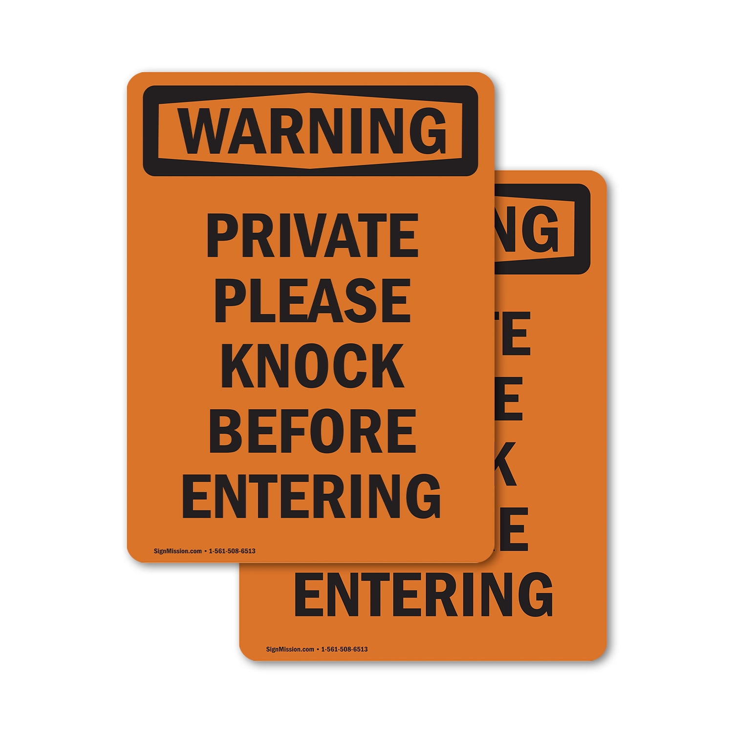 (2 Pack) Private Please Knock Before Entering OSHA Warning Sign 5 Inch ...