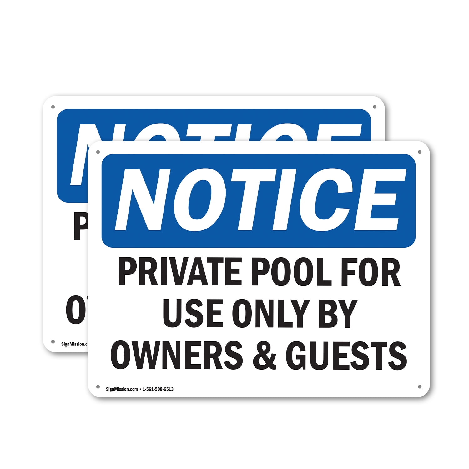 (2 Pack) Private Pool For Use Only By Owners & Guests OSHA Notice Sign ...