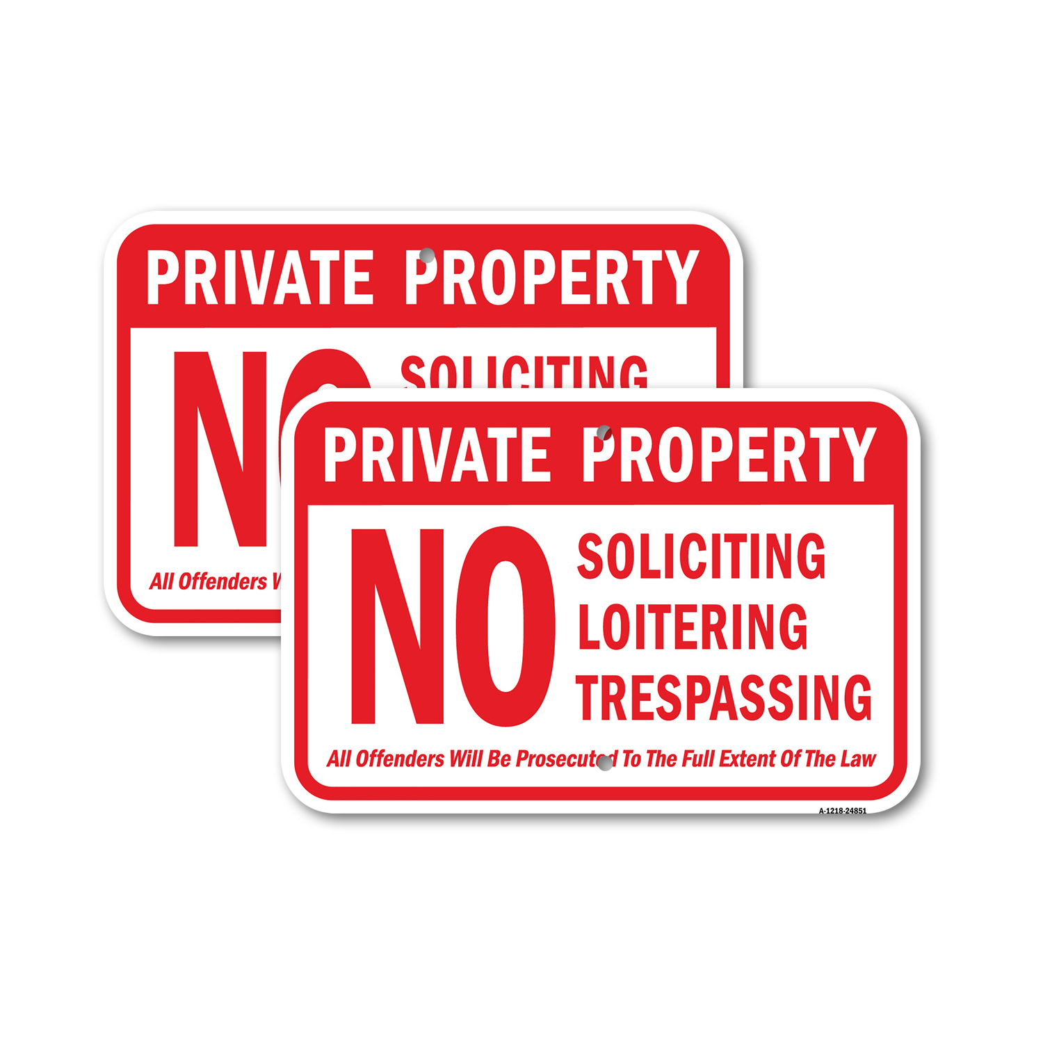 (2 Pack) Private Prop No Soliciting Loitering Trespass Offe | 18" X 24 ...