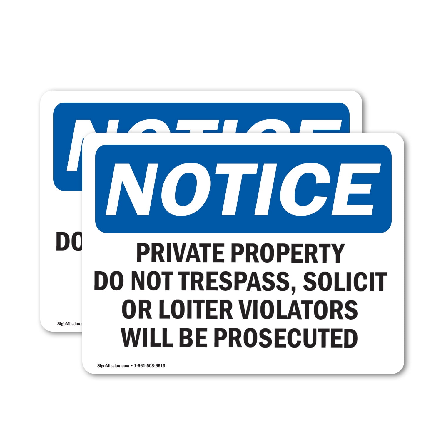 (2 Pack) Private Property Dot No Trespass Solicit OSHA Notice Sign 10 ...