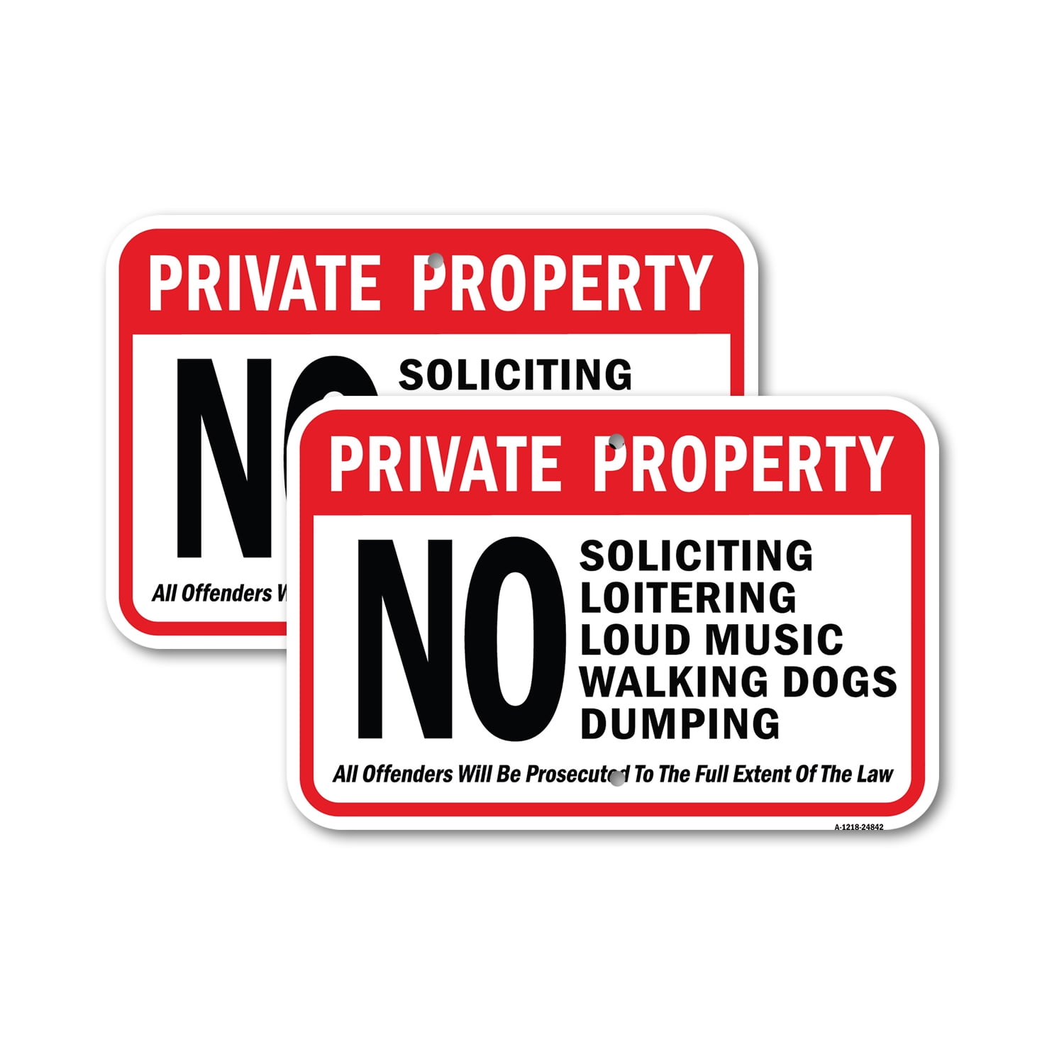 (2 Pack) Private Property No Loitering Loud Music Walking D | 18" X 24 ...