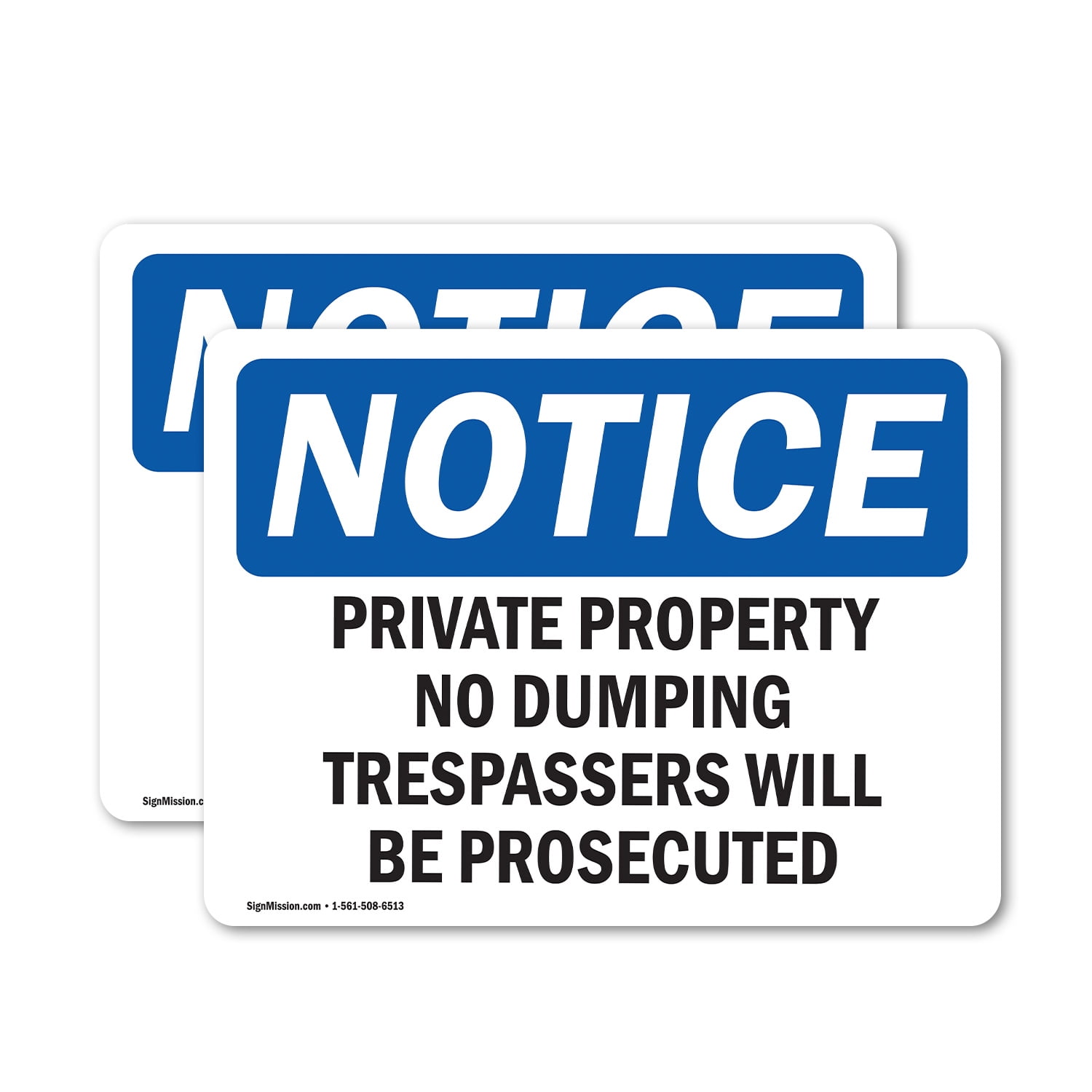 (2 Pack) Private Property No Dumping Trespassers OSHA Notice Sign ...