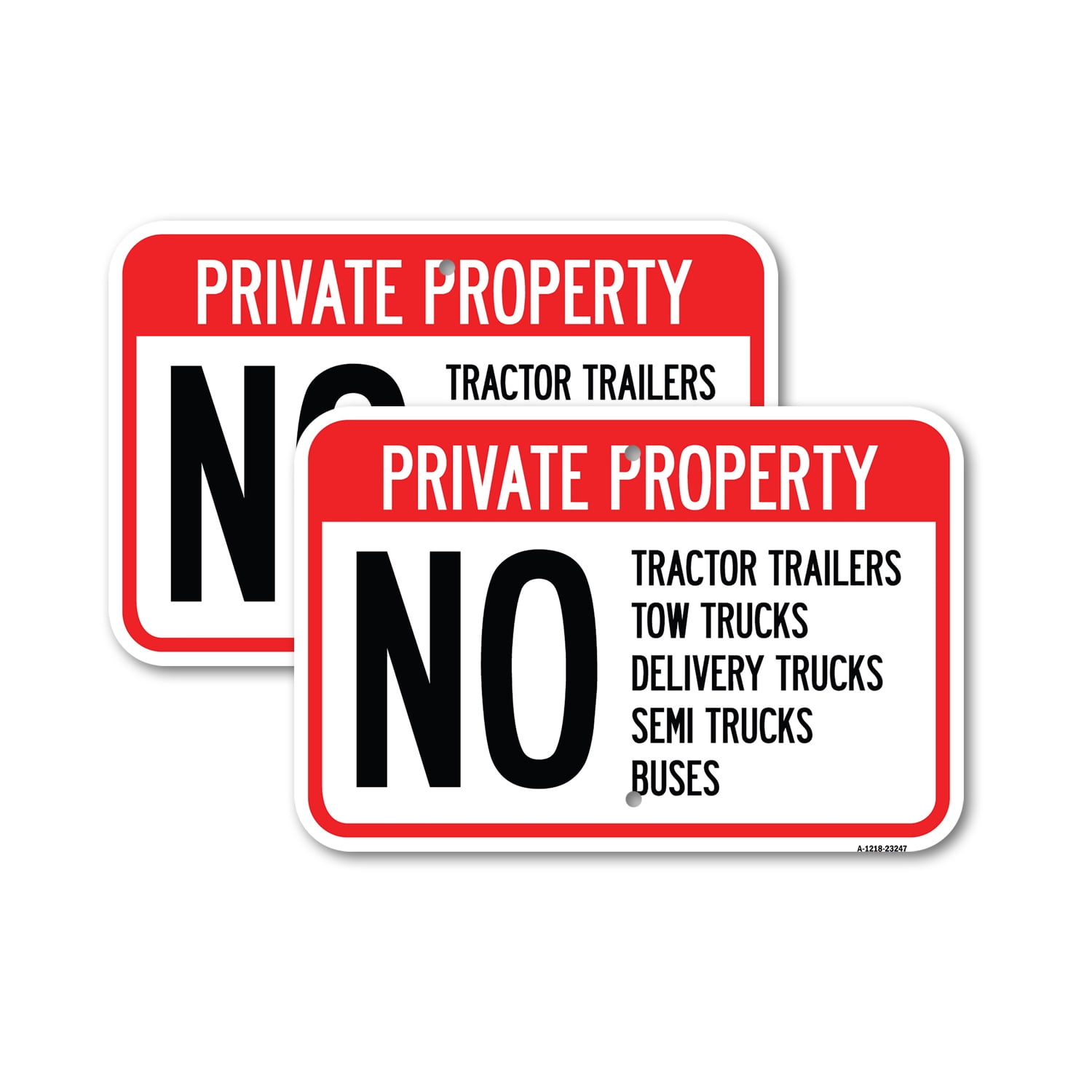 (2 Pack) Private Property Sign Private Property No Tractor Trailers ...
