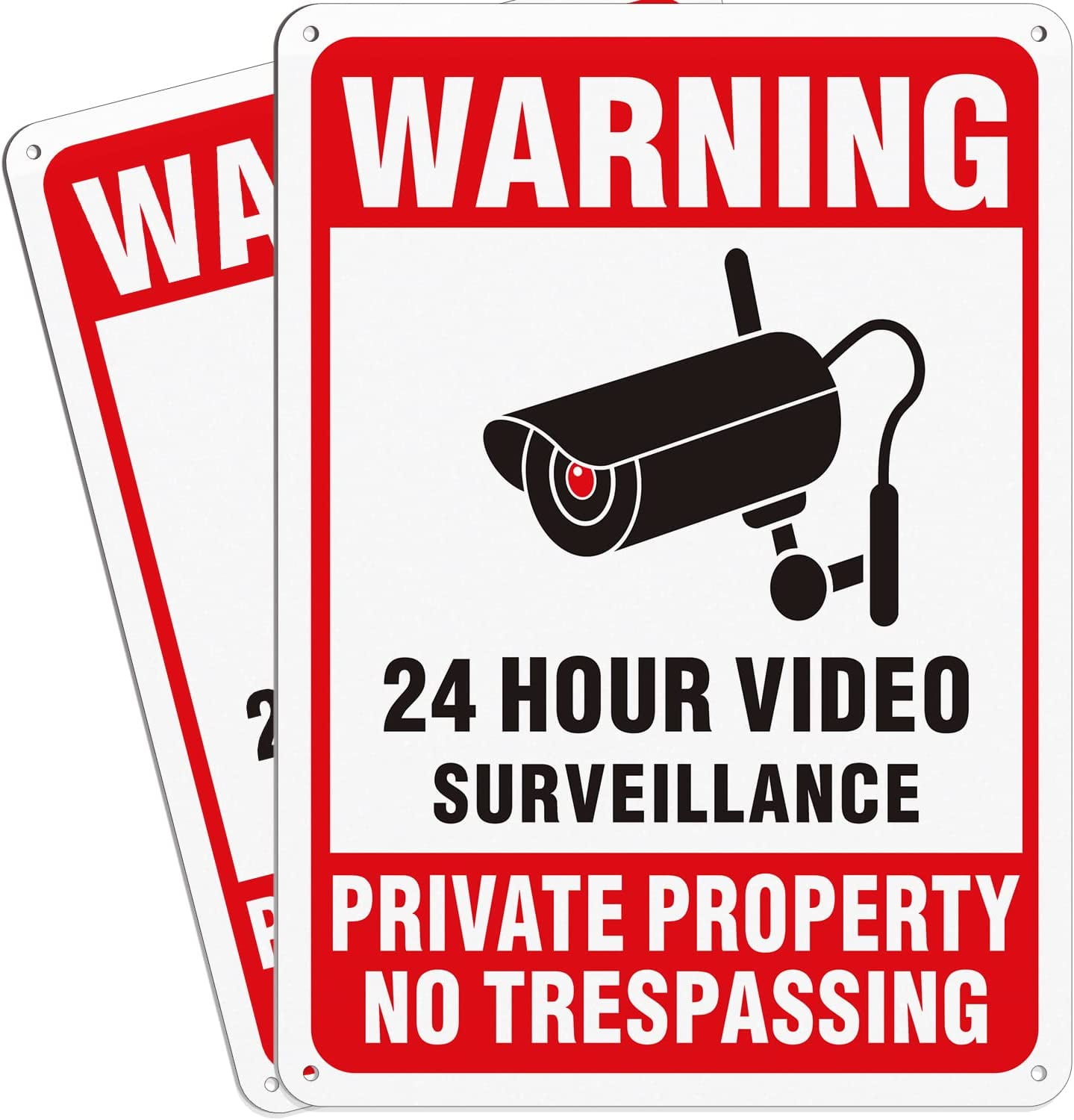 2-Pack Private Property No Trespassing Sign, 24 Hours Video ...
