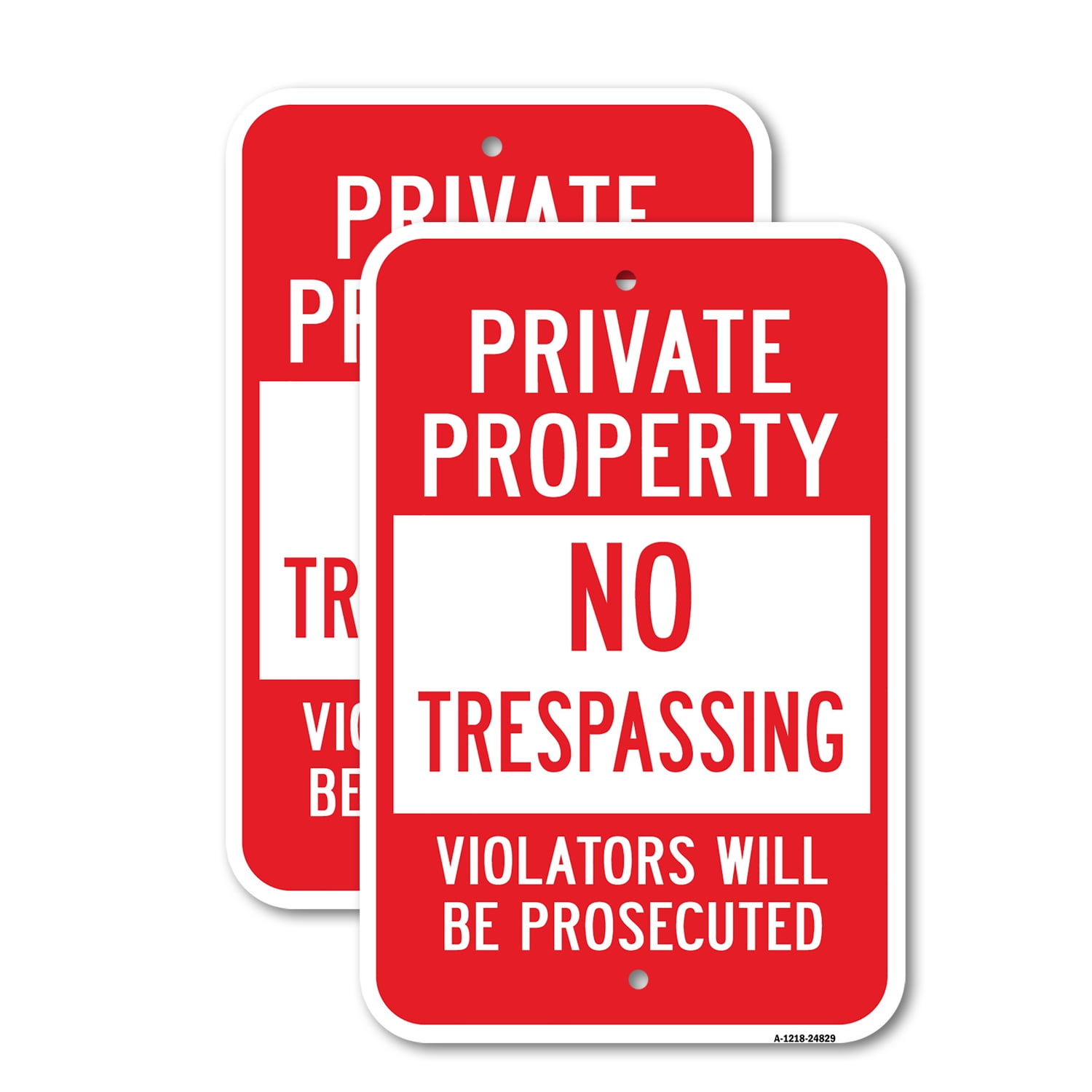 (2 Pack) Private Property No Trespassing Violators Prosecut | 12" X 18 ...