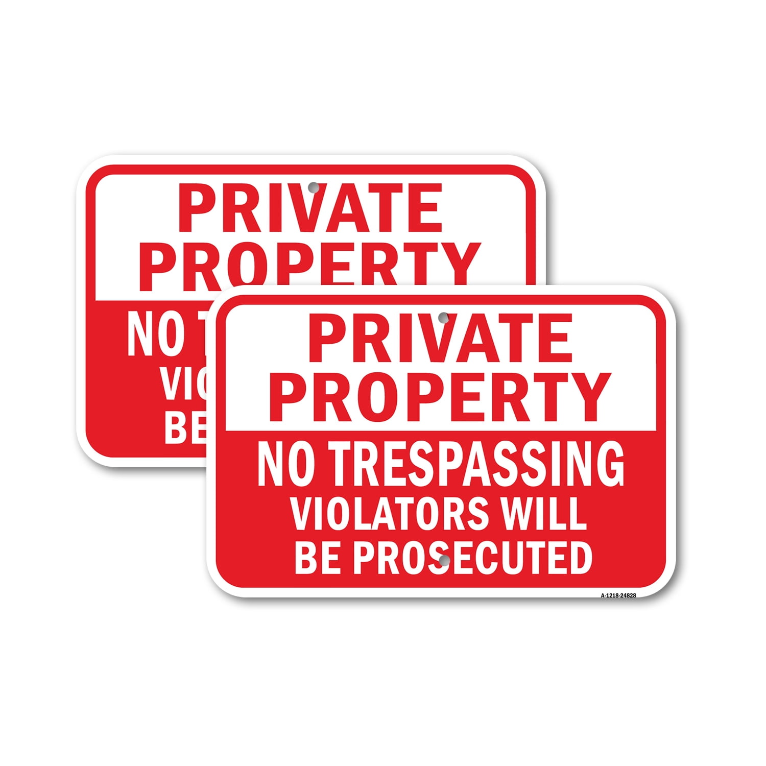 (2 Pack) Private Property No Trespassing Violators Prosecut | 12" X 18 ...