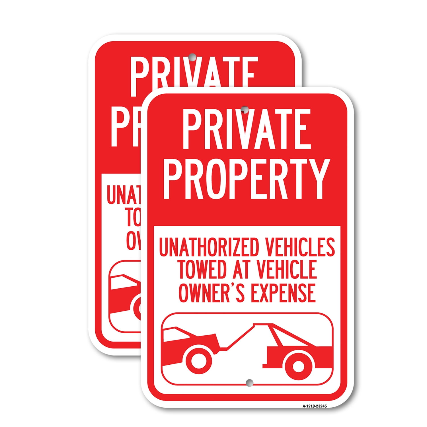 (2 Pack) Private Property Unauthorized Vehicles Towed at Owner Expense ...