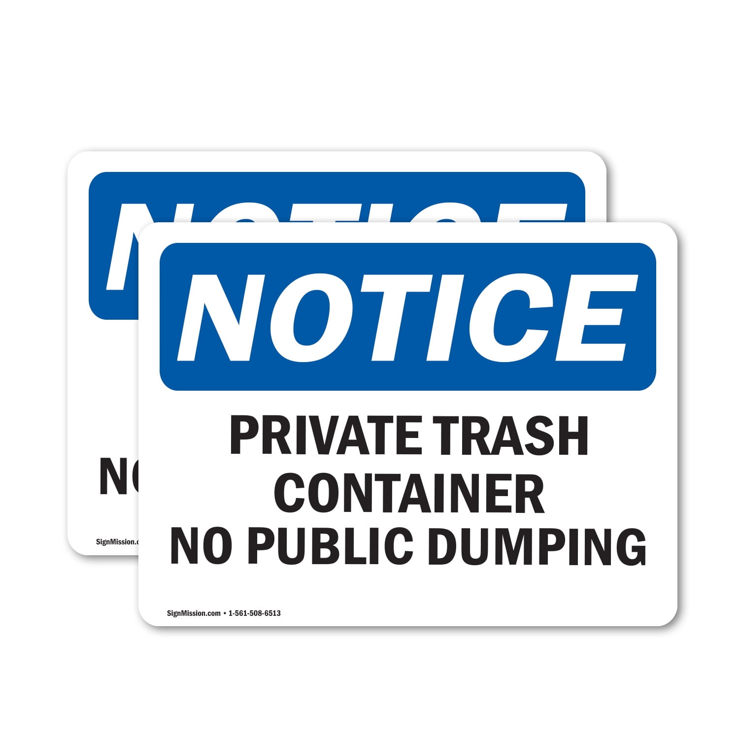 (2 Pack) Private Trash Container No Public Dumping OSHA Notice Sign 14 Inch X 10 Inch Indoor ...
