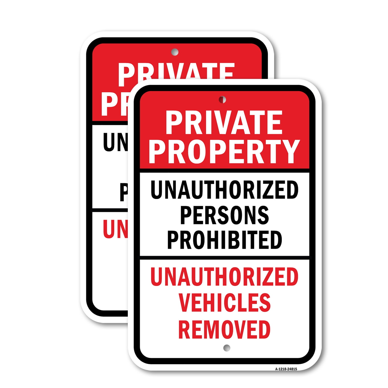 (2 Pack) Private Unauthorized Persons Prohibited Vehicles R | 12" X 18 ...