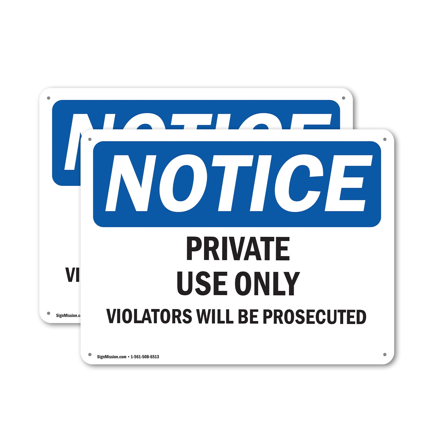 (2 Pack) Private Use Only Violators Prosecuted OSHA Notice Sign 14 Inch ...
