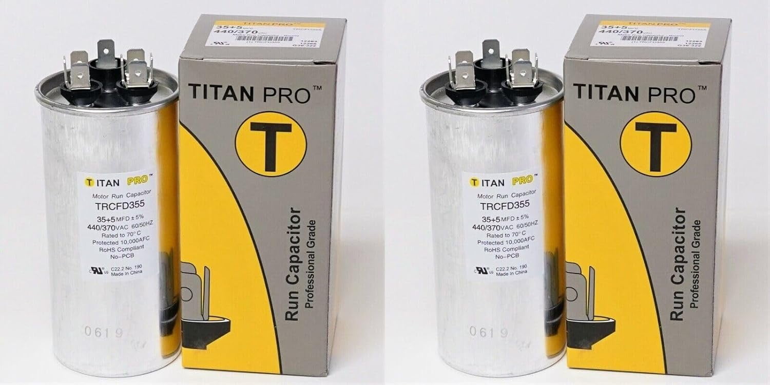 2 Pack Pro TRCFD355 35/5 MFD 35 +5 HVAC Round Dual Motor Run Capacitor ...