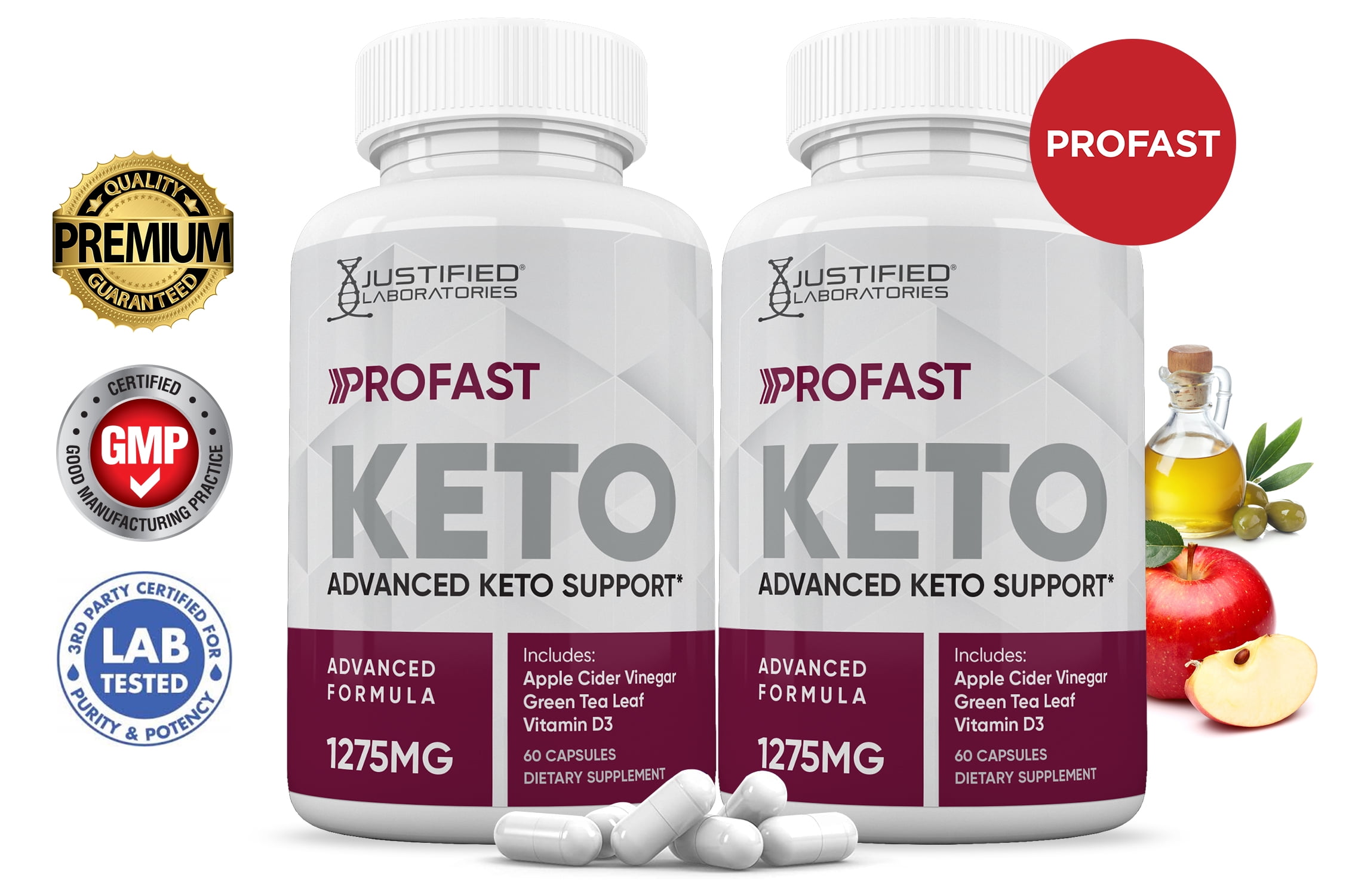 (2 Pack) Profast Keto ACV Pills 1275mg Alternative to Gummies Dietary Supplement 120 Capsules ...