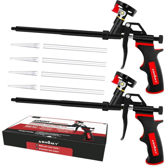 2 Pack Professional Expanding Foam Spray Gun, (2 x Foam Gun / 8 Nozzle ...