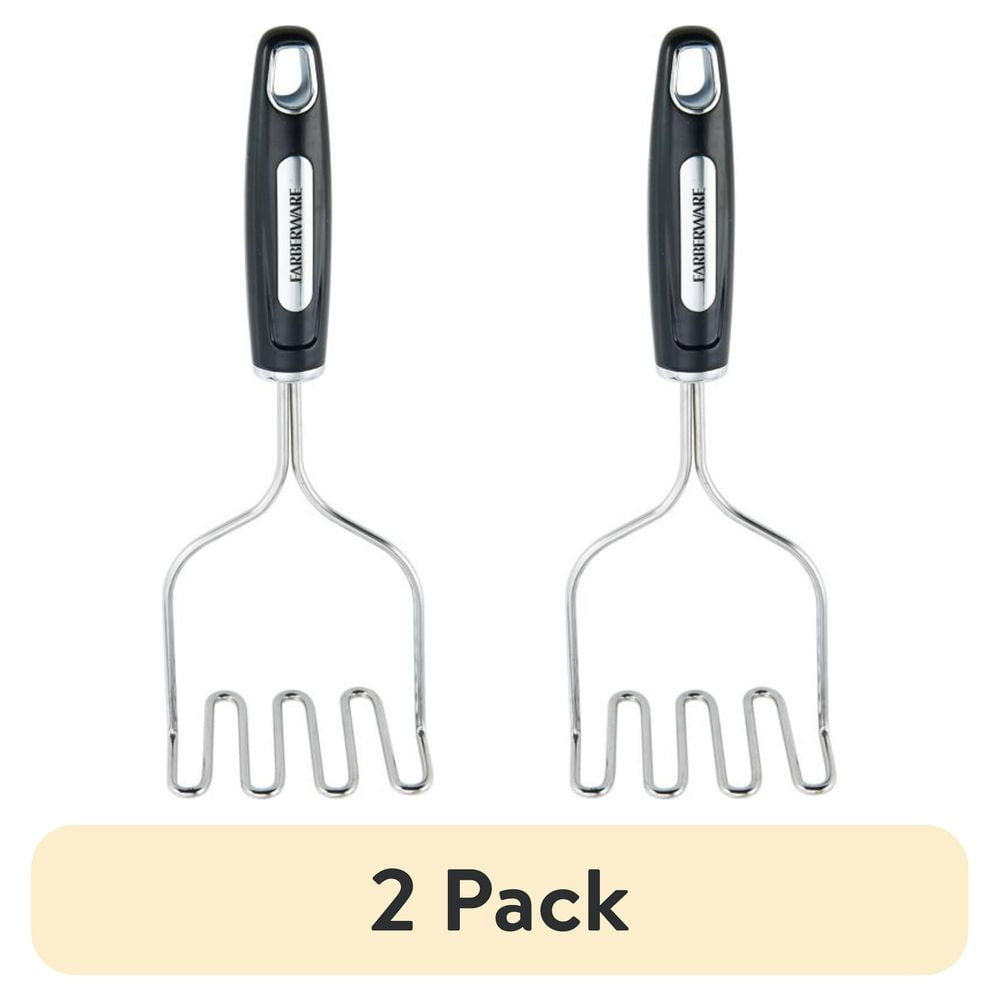 2-Pack Professional Potato Masher Stainless Steel with Black Handle for ...
