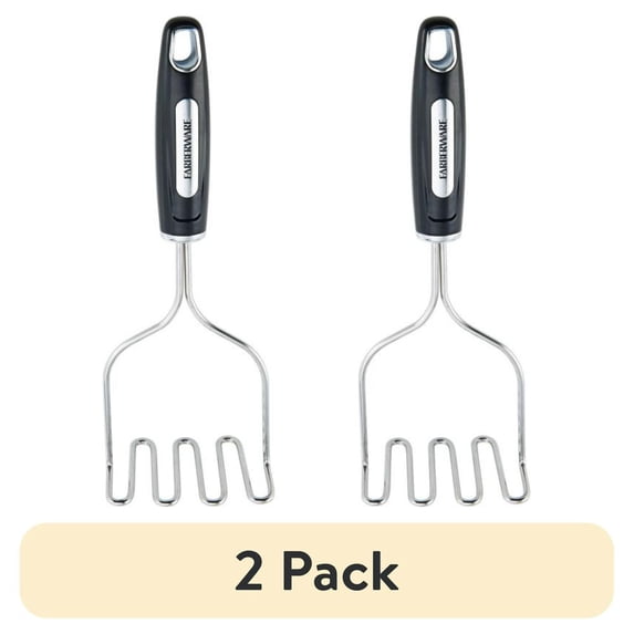 2-Pack Professional Potato Masher Stainless Steel with Black Handle for ...