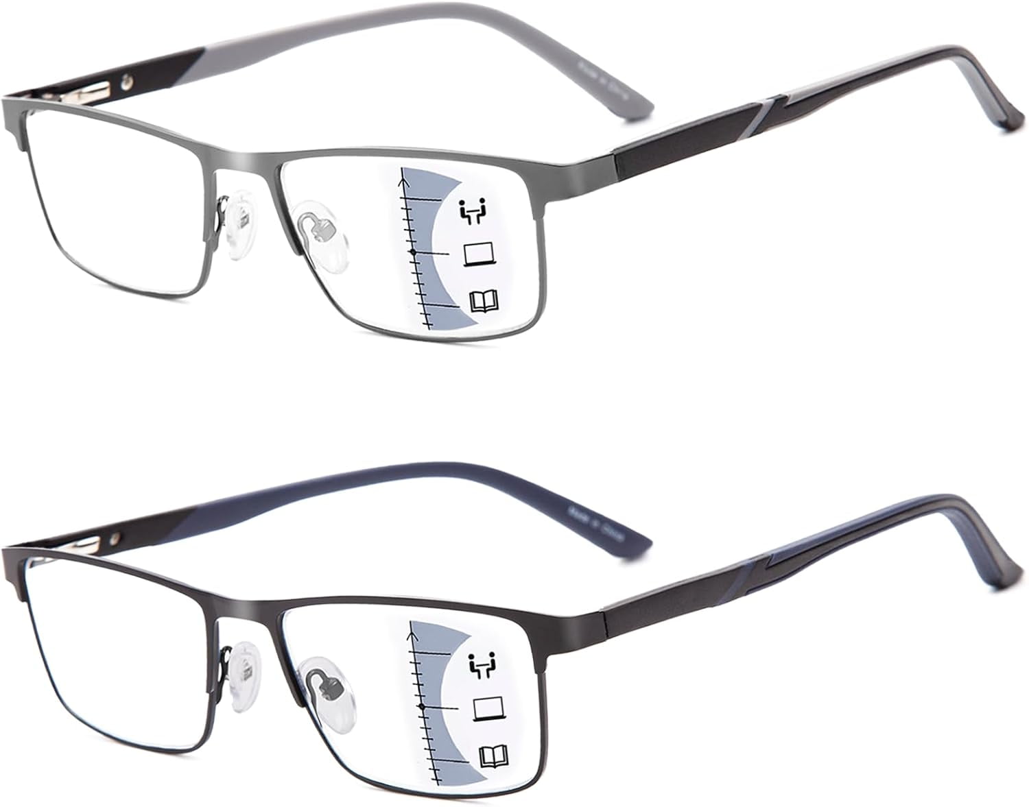2 Pack Progressive Multifocus Reading Glasse for Men,Blue Light ...