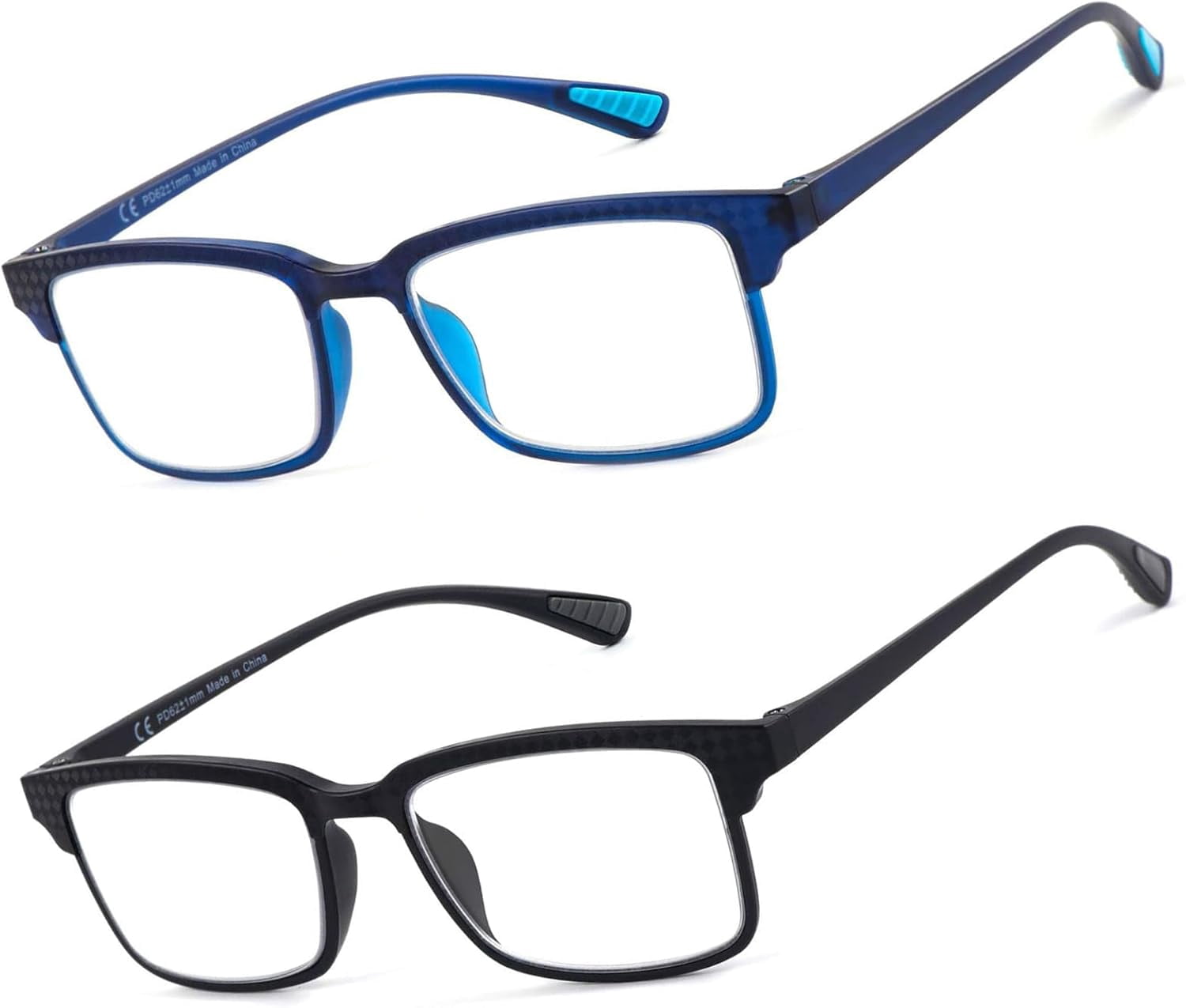 2 Pack Progressive Multifocus Reading Glasses, Flexible Lightweight ...