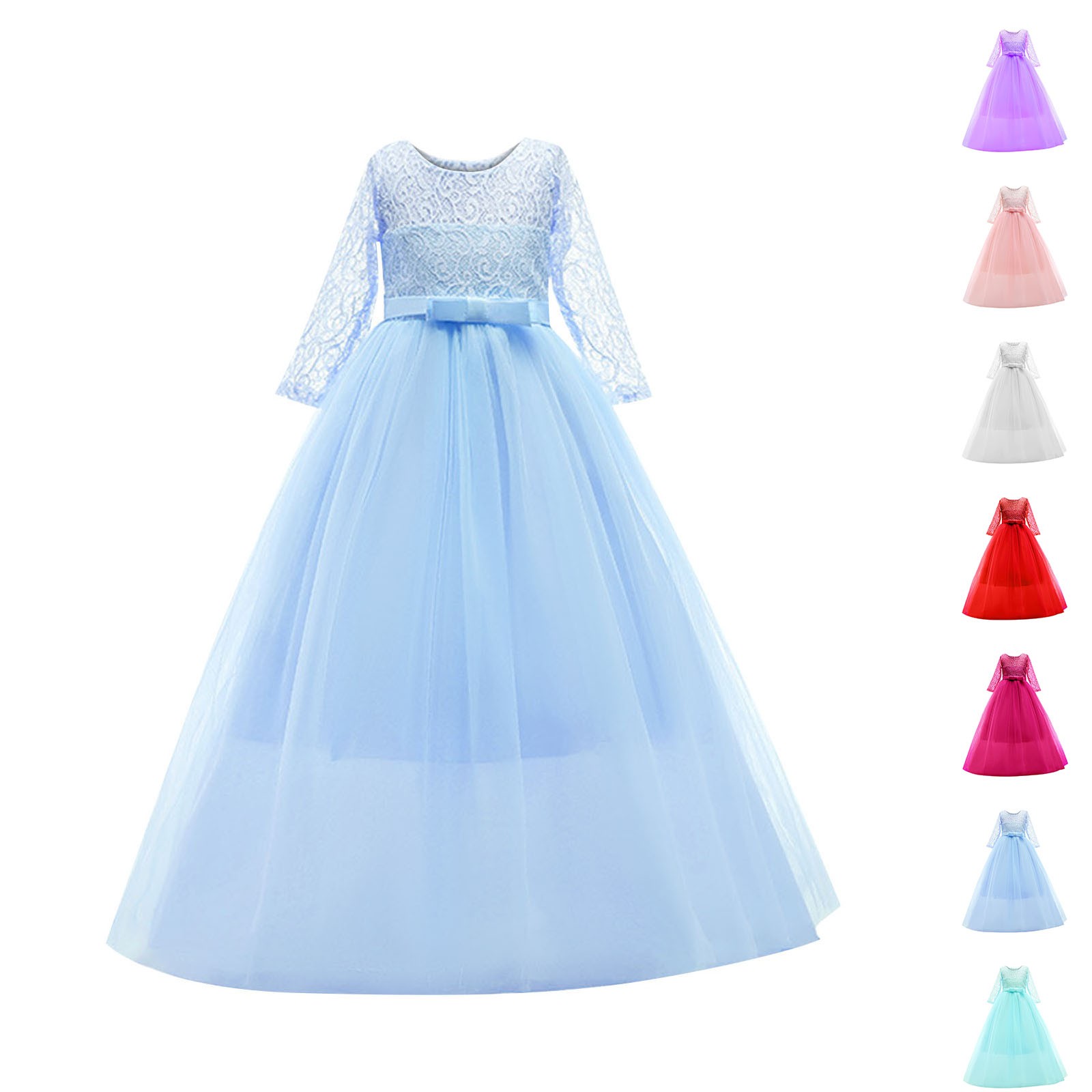 2 Pack Prom Dresses for Girls Size 3-15 Teens Kids Elegant Lace Splice ...