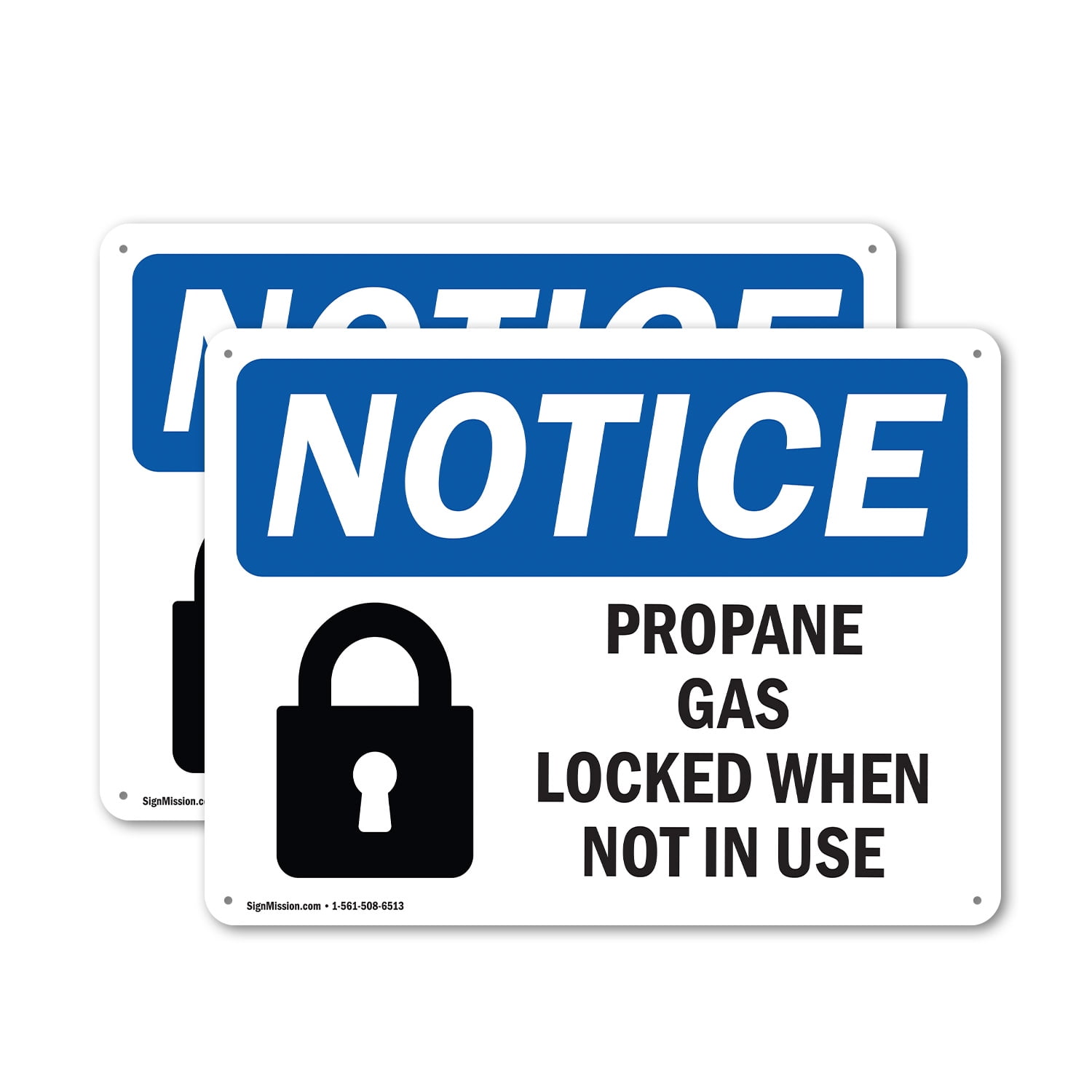 (2 Pack) Propane Cage Locked When Not In Use OSHA Notice Sign 24 Inch X ...