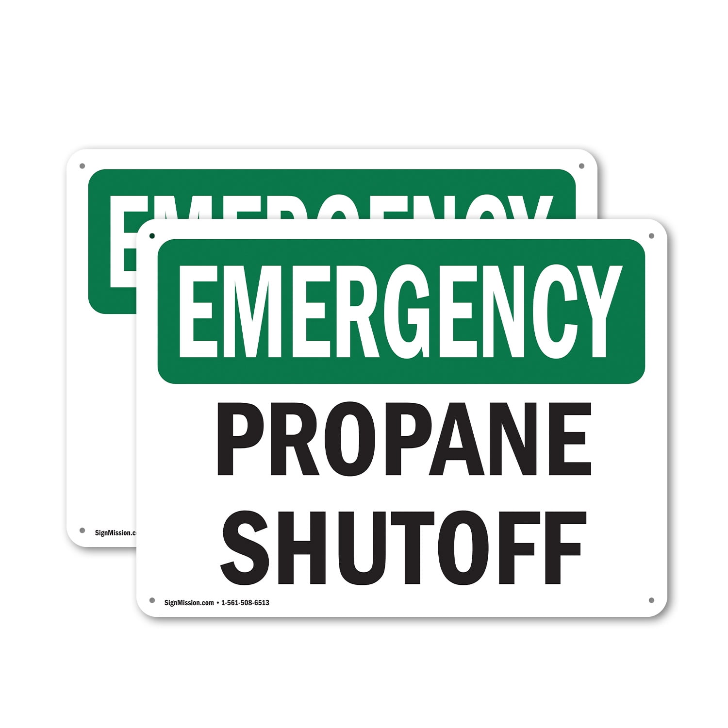 (2 Pack) Propane Shutoff OSHA Emergency Sign 18 Inch X 12 Inch Indoor ...