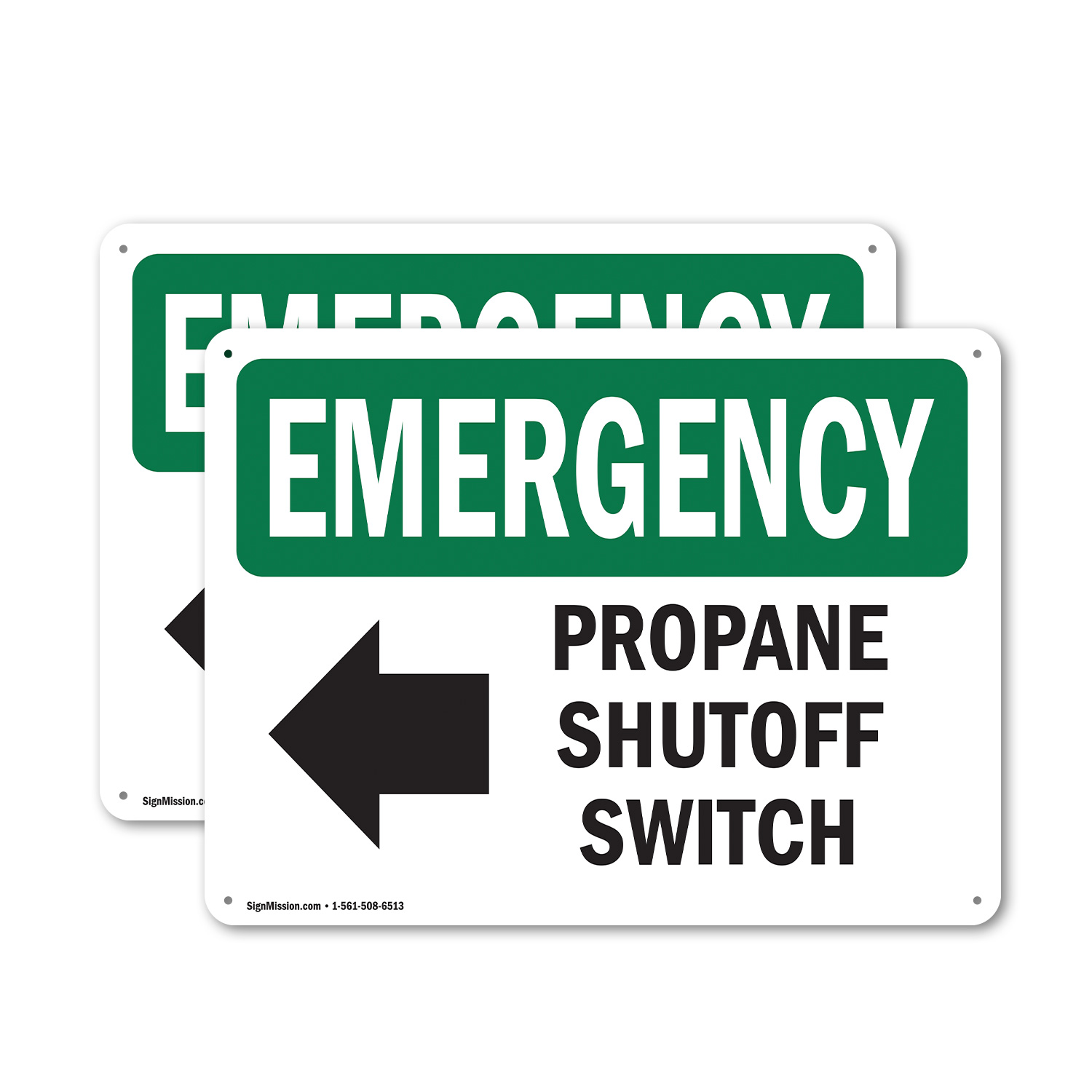 (2 Pack) Propane Shutoff Switch [Left Arrow] With Symbol OSHA Emergency ...