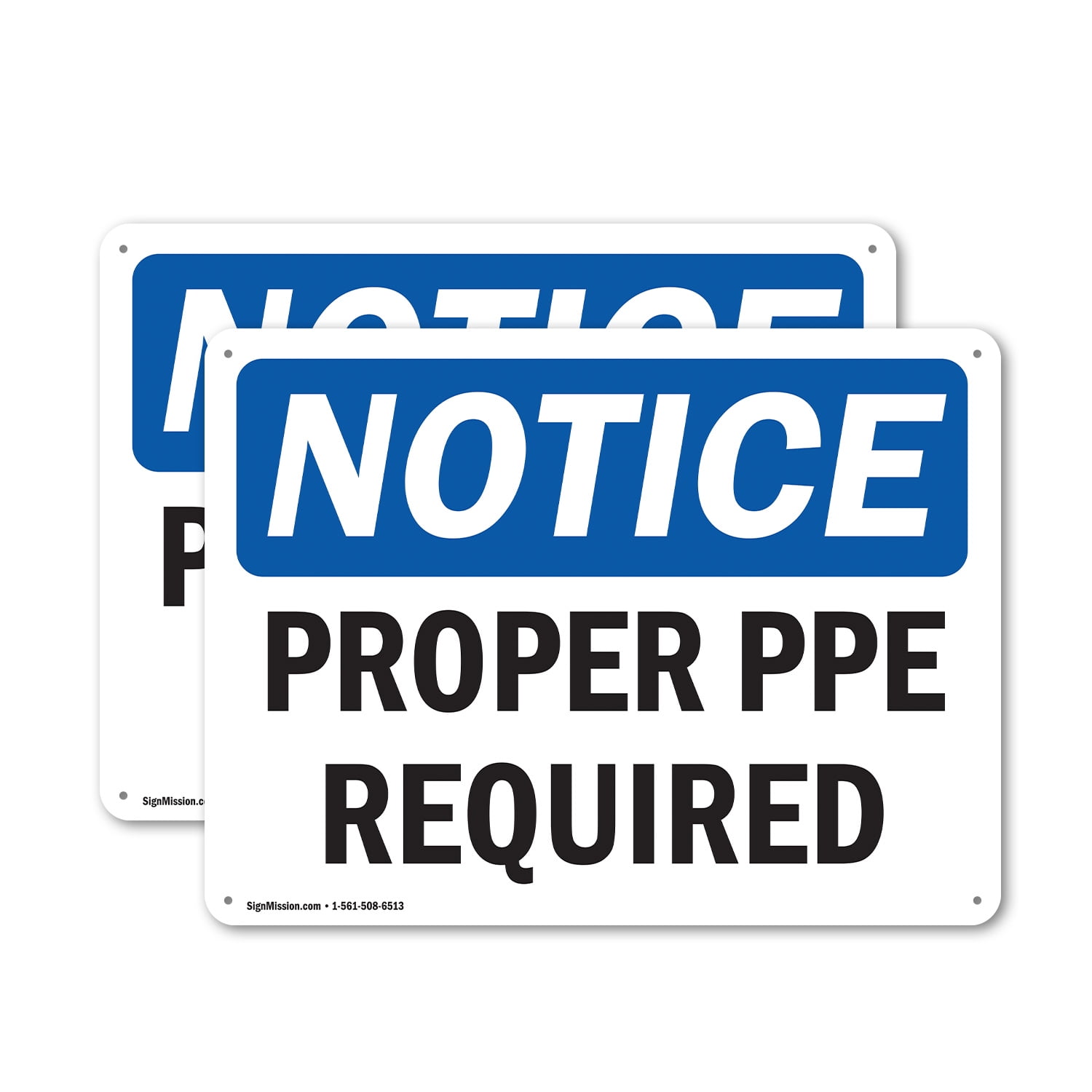 (2 Pack) Proper PPE Required OSHA Notice Sign 24 Inch X 18 Inch Plastic ...