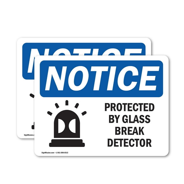 (2 Pack) Protected By Glass Break Detector Sign - Walmart.com