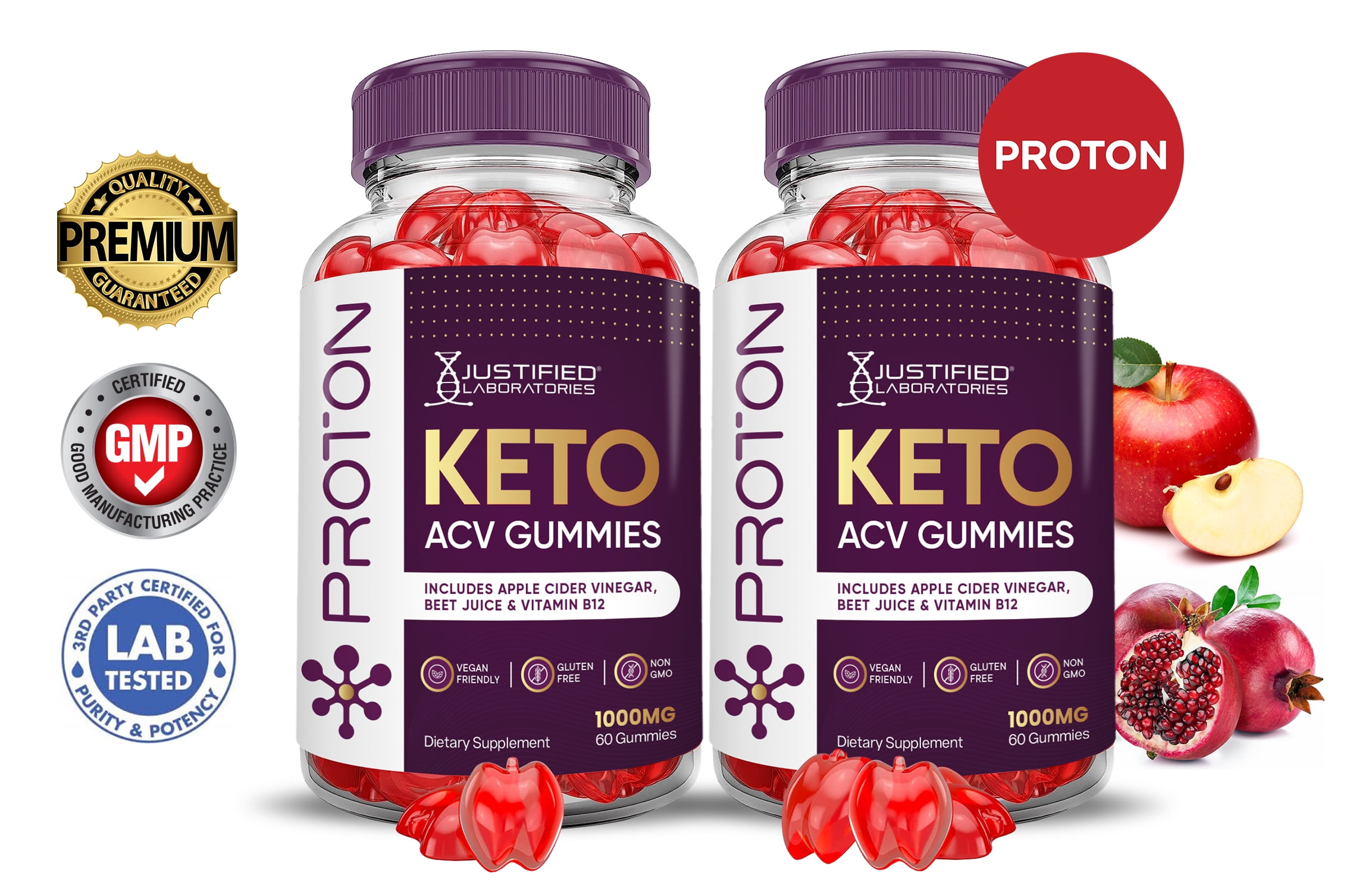 2 Pack Proton Keto Acv Gummies 1000mg Dietary Supplement 120 Gummys