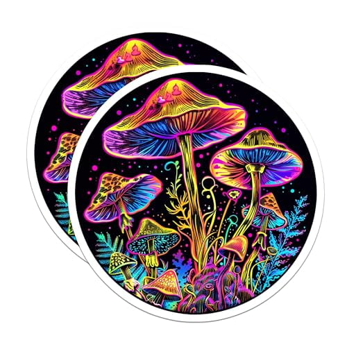 (2 Pack) Psychedelic Mushroom Magnets - Neon Art Decor - Colorful ...