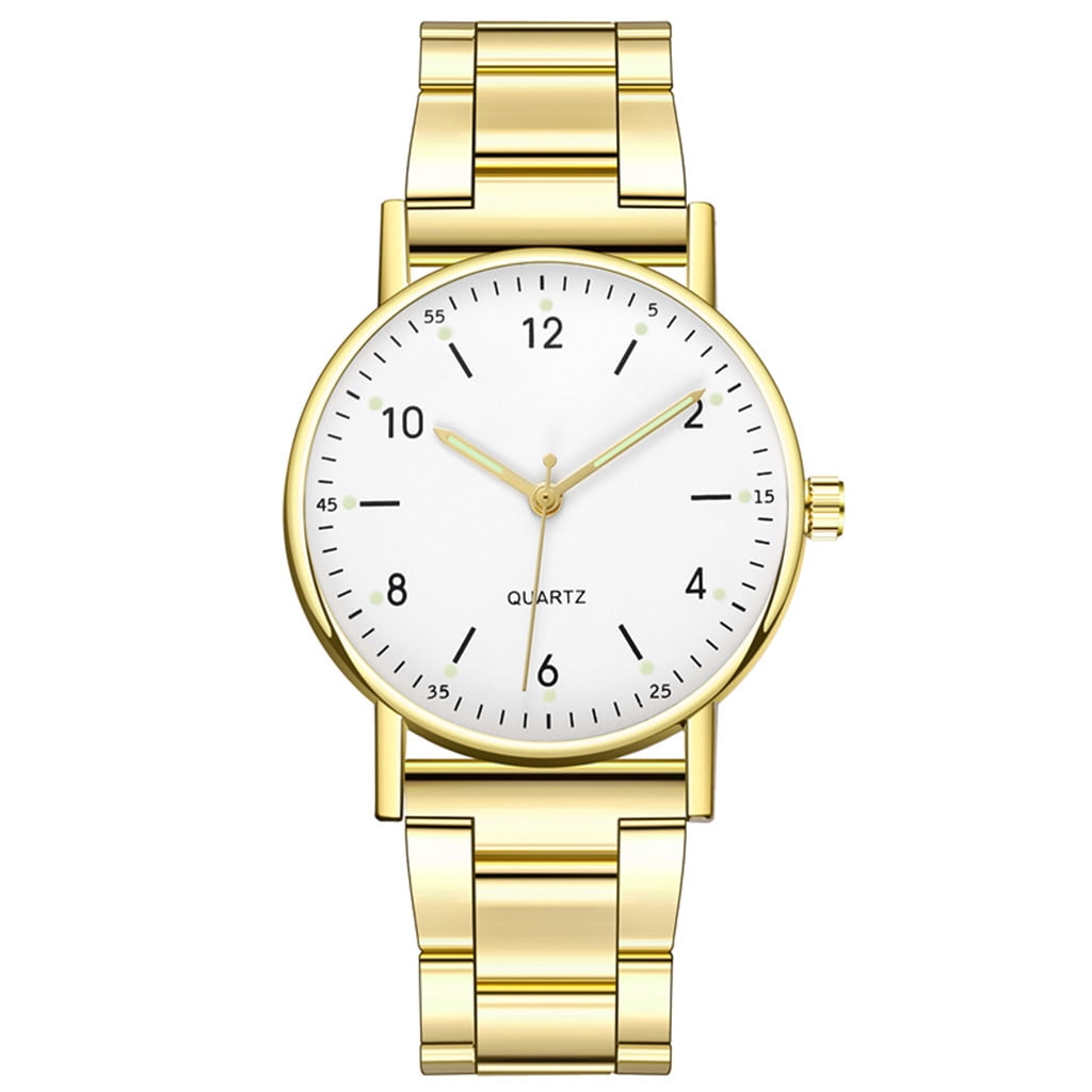 (2-Pack) Puawkoer Ladies High-End Quartz Watches for Older Women Stainless Steel Dial ...