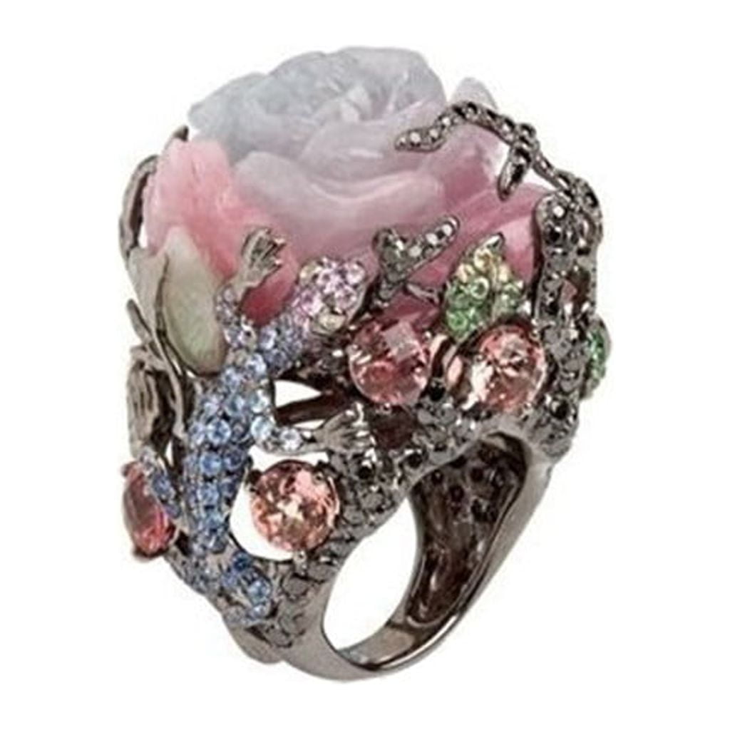 (2-Pack) Puawkoer Vintage Rose with Exaggerated Rings for Women Ring ...