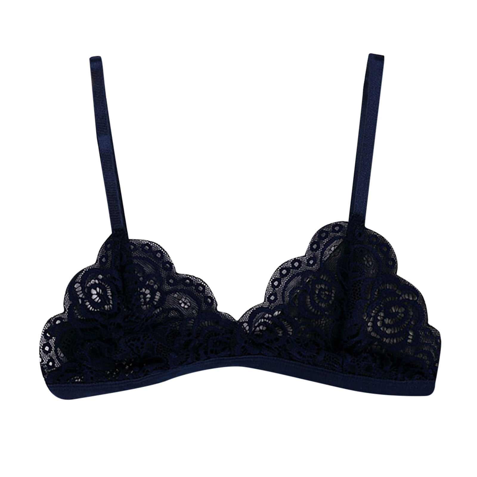 (2-Pack) Puawkoer Women's Bra Crop Lace Apron Top Padded Triangle ...