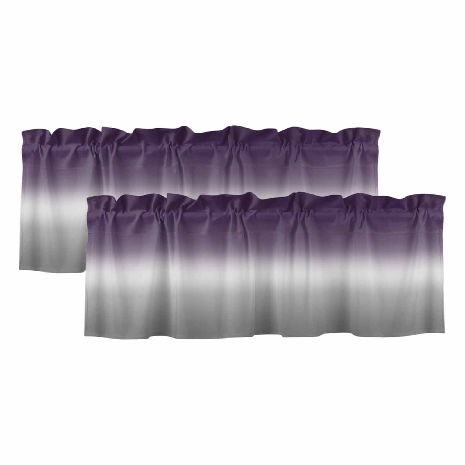 2 Pack Pueple Grey Valance for Window Gradient Kitchen Valance Rod ...