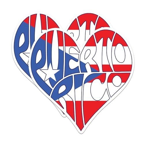 (2 Pack) Puerto Rico Flag Heart Stickers - Puerto Rican Pride - Boricua ...