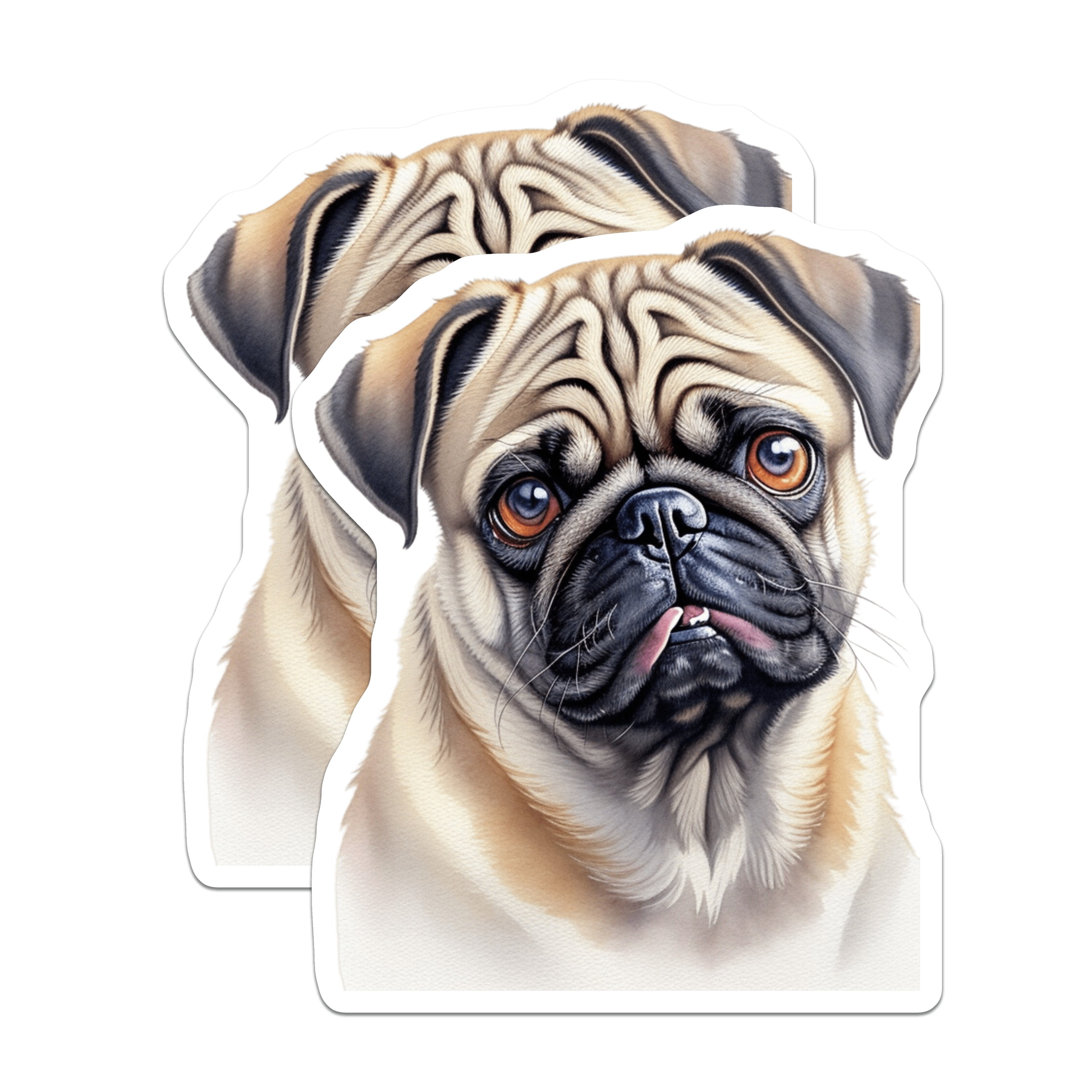 (2 Pack) Pug Dog Magnets - Cute Fawn Pug Art - Pet Parent Decor - Dog ...