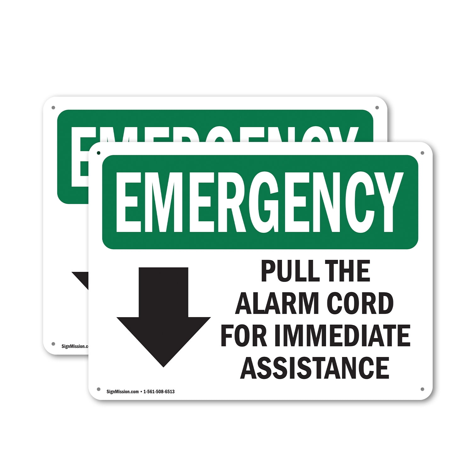 (2 Pack) Pull The Alarm Cord For Immediate With Symbol OSHA Emergency ...