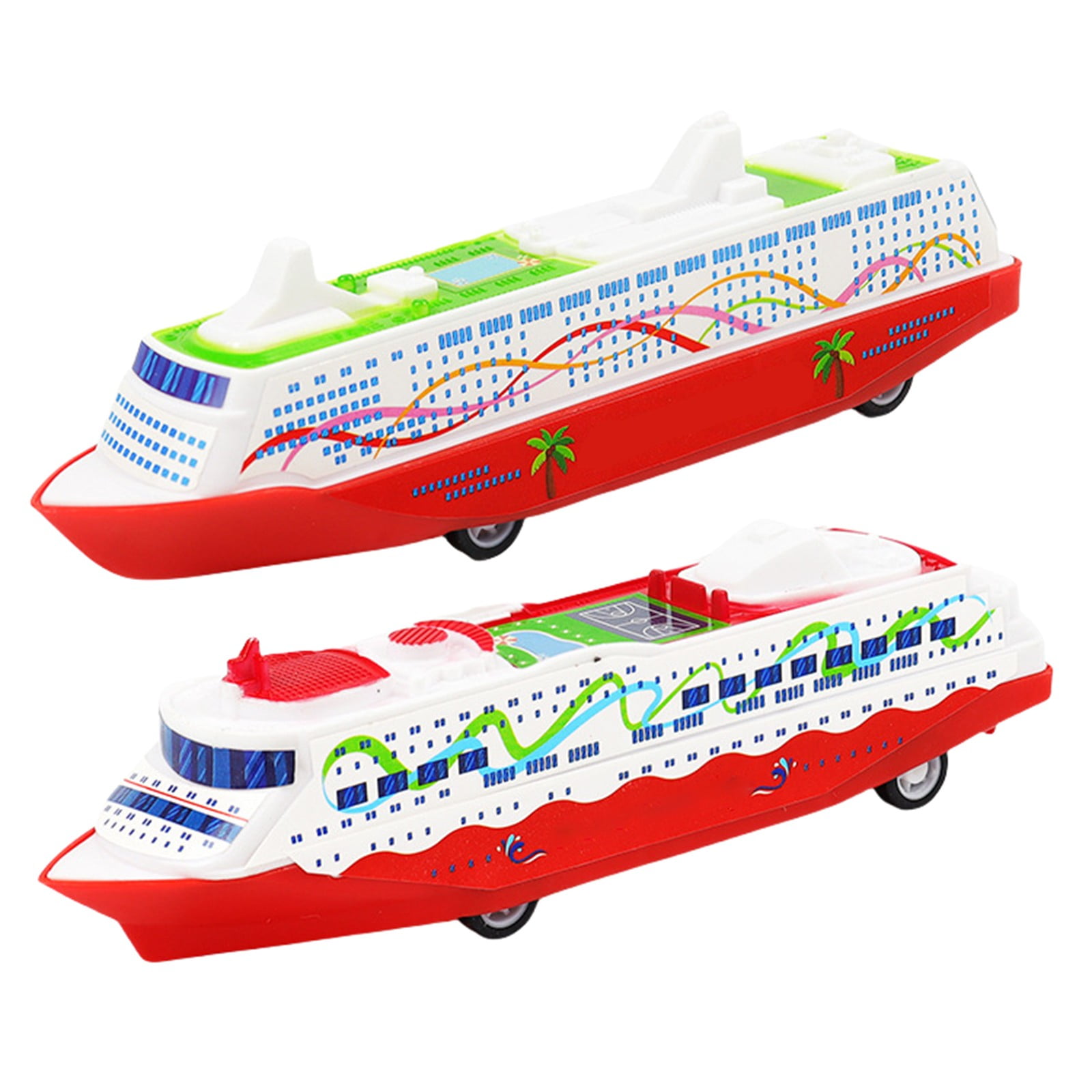 2-Pack Pull Back Ocean Liner & Yacht Model Toys | Durable Plastic Model ...