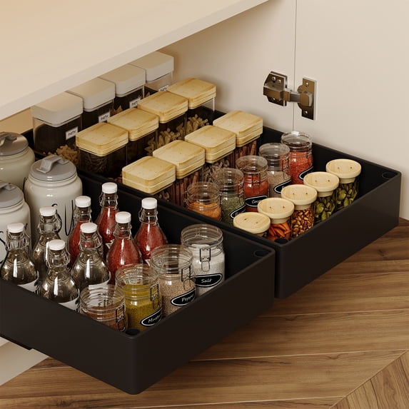 2 Pack Pull Out Cabinet Organizer, No Drill Slide Out Storage Rack ...