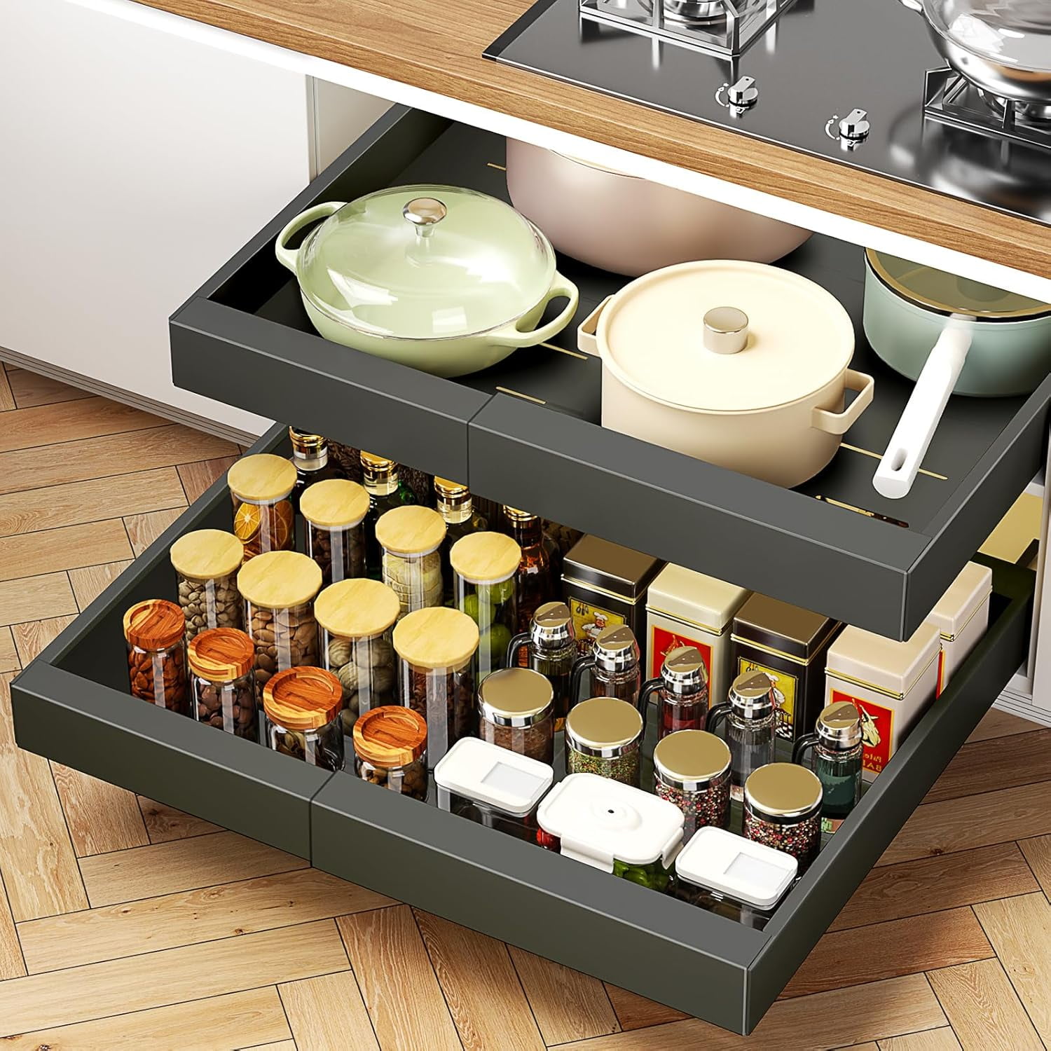 2-Pack Pull Out Cabinet Organizer, Expandable (11.8"-20.9") Pull Out ...