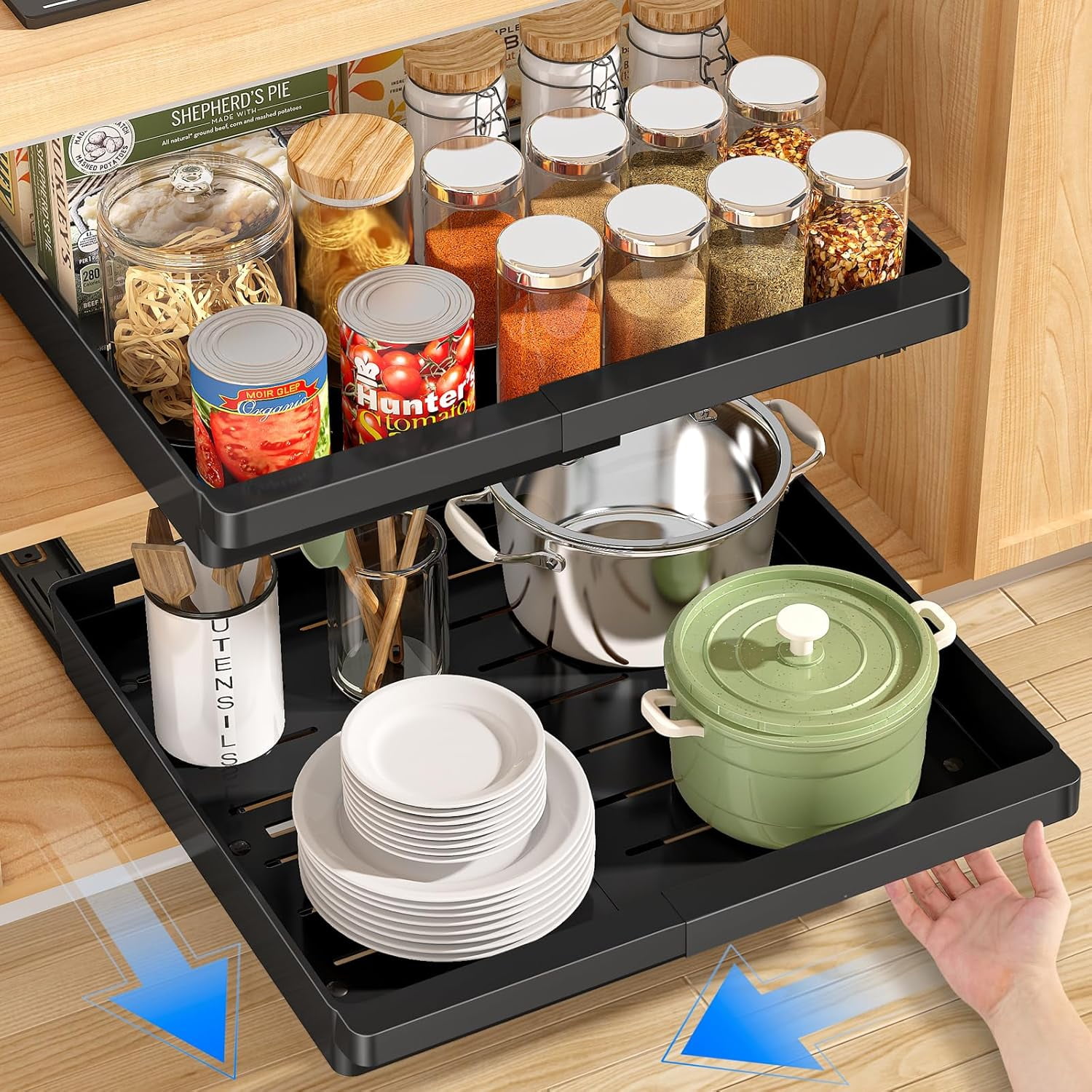 2 Pack Pull Out Cabinet Organizers Expandable (13''-19''), Slide Out ...