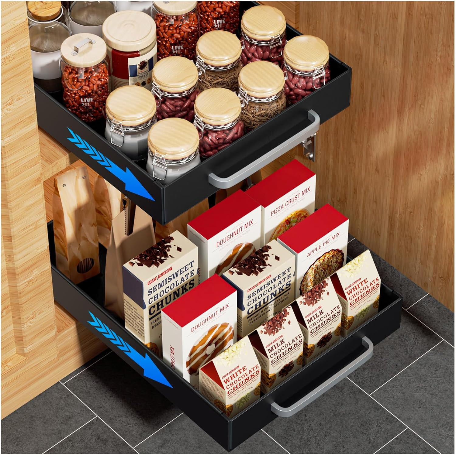 【2 Pack】 Pull Out Cabinet Organizer, 16”-Deep Pull Out Drawers for ...