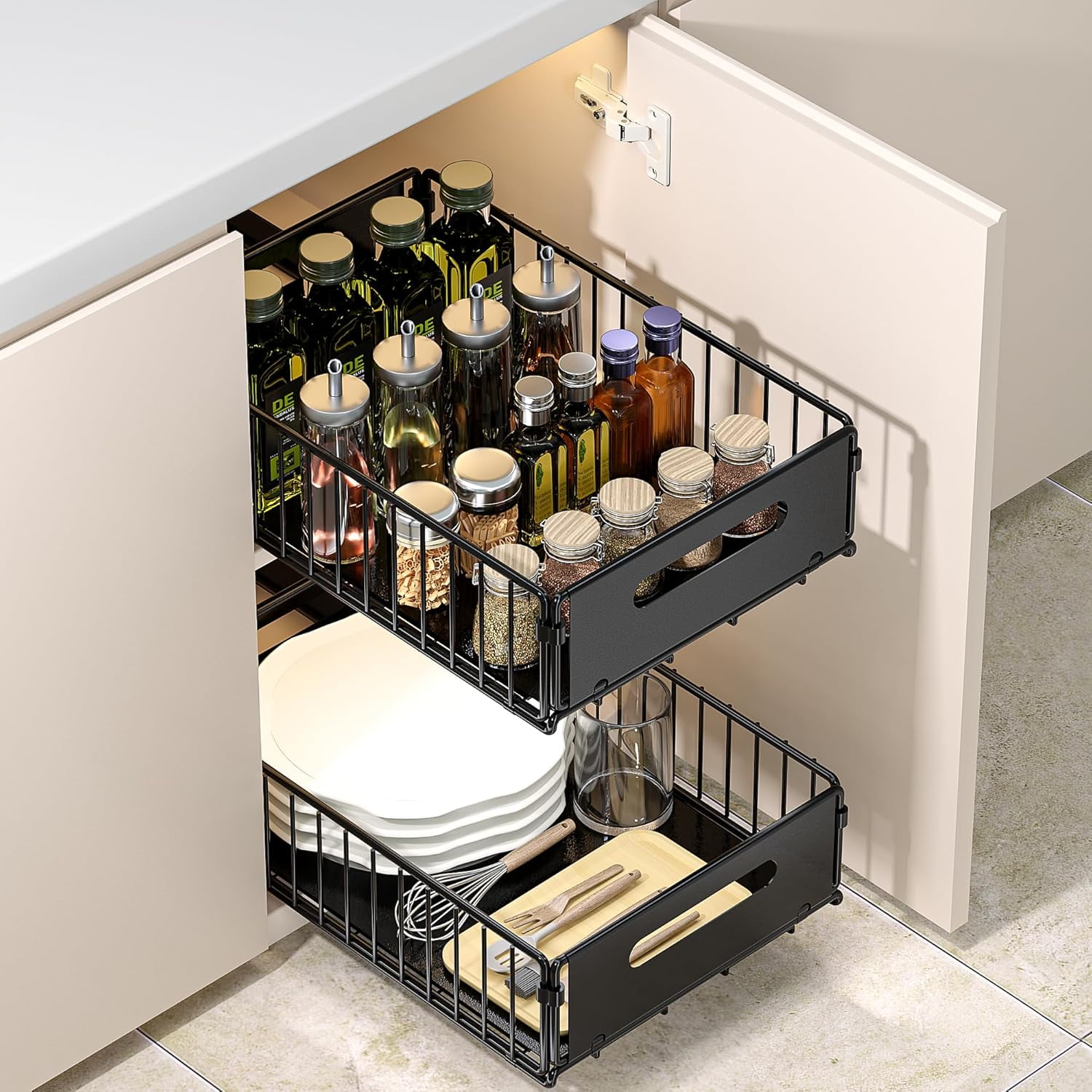 2 Pack Pull Out Cabinet Organizer,Collapsible Closet Organizers and ...