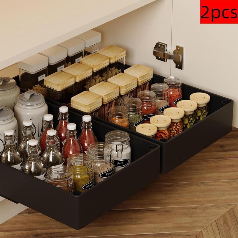 2-Pack Pull-Out Cabinet Organizer – Heavy Duty, No-Drill Seasoning ...