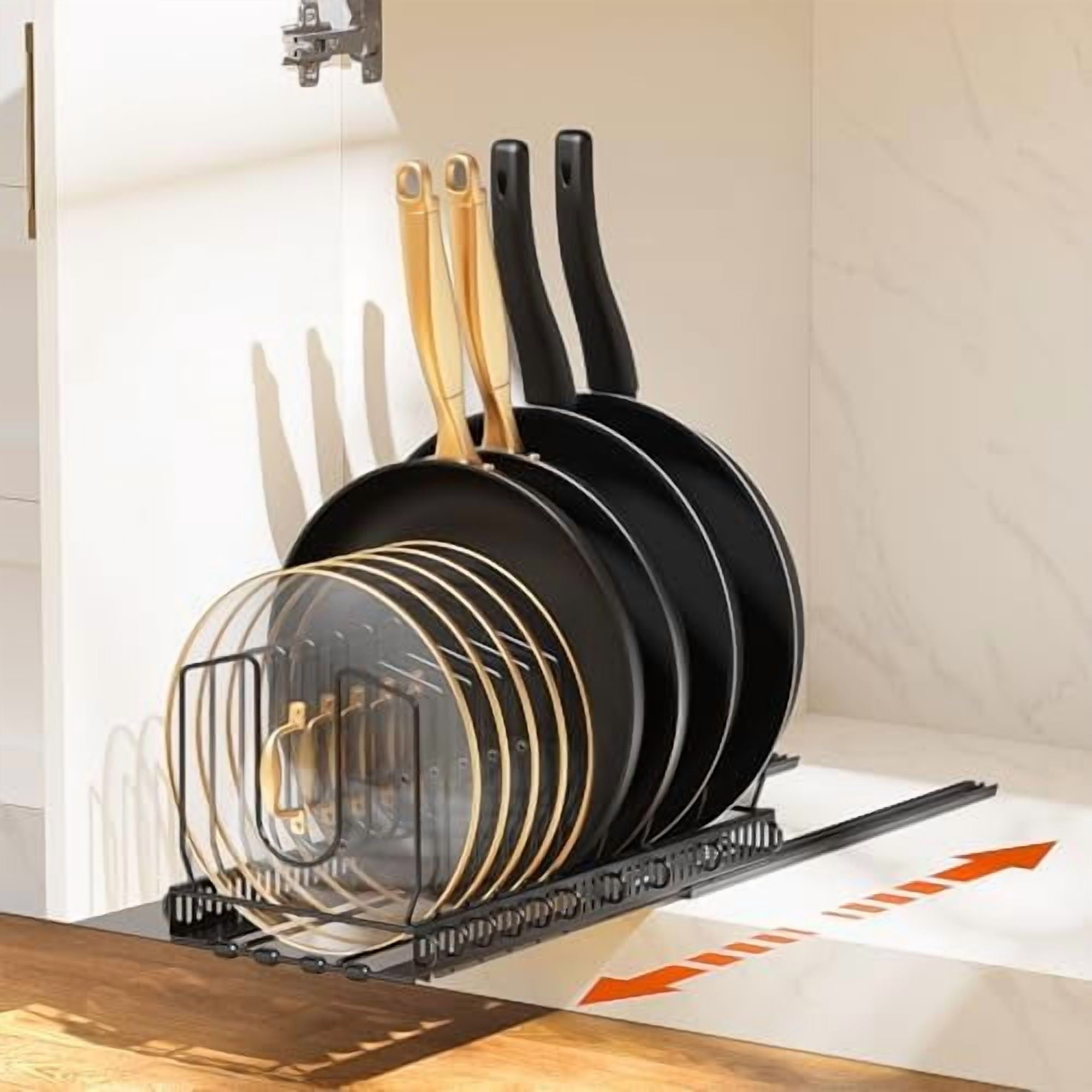 2 Pack Pull Out Pot and Pan Organizer for Under Cabinet, Slide Out Pot ...