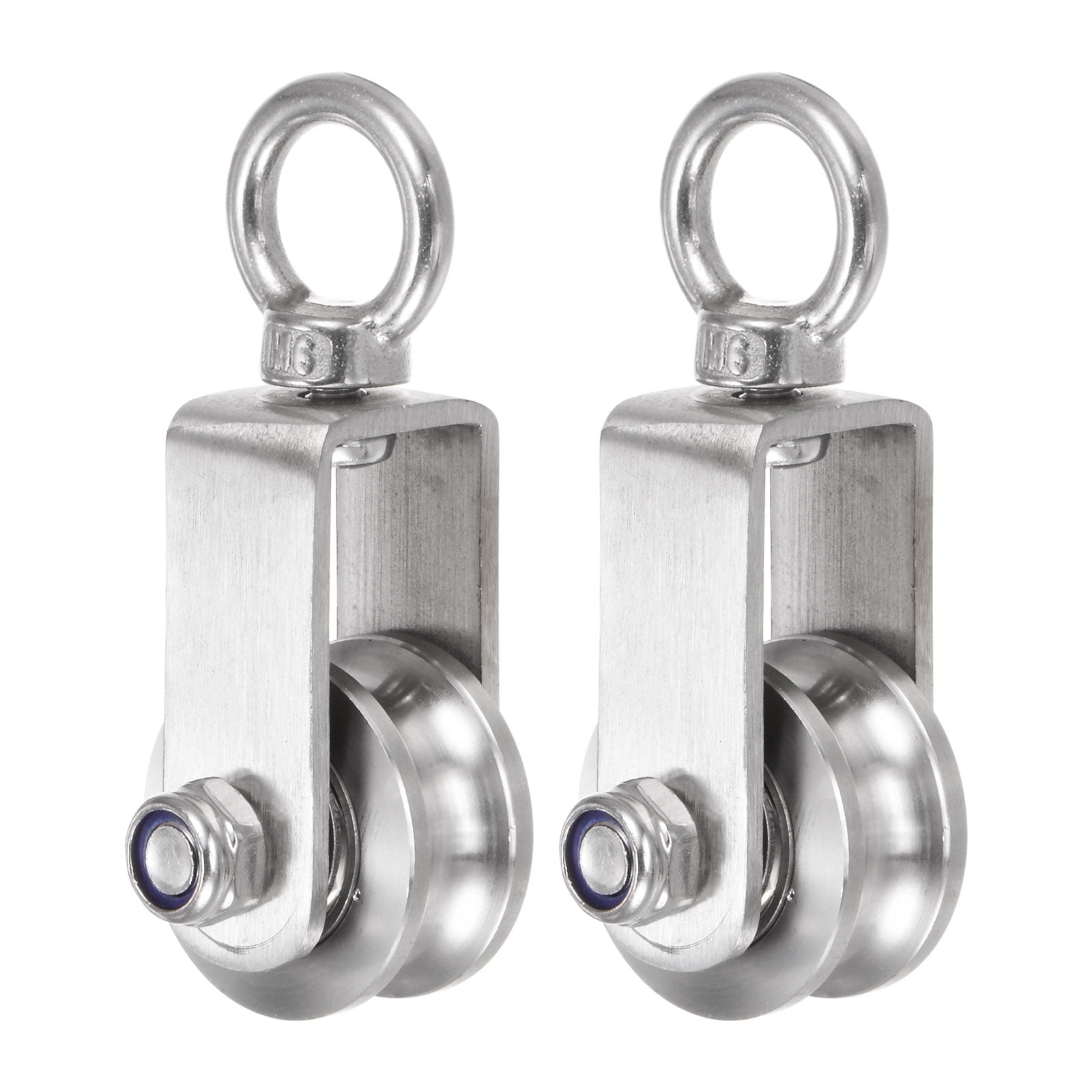 2 Pack Pulley Wheel 304 Stainless Steel, M35 U Type Duplex Bearing Rope ...